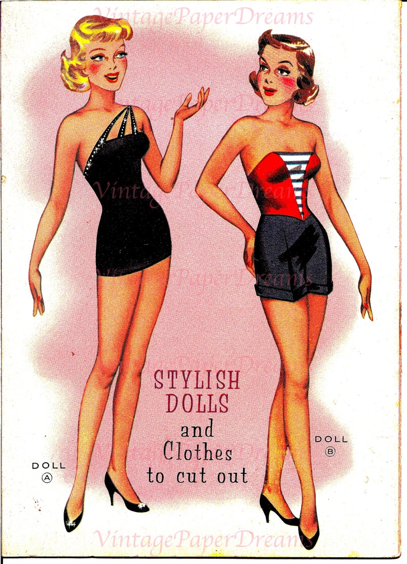 Vintage Paper Doll Printable PDF JPEG society Dolls 60s - Etsy