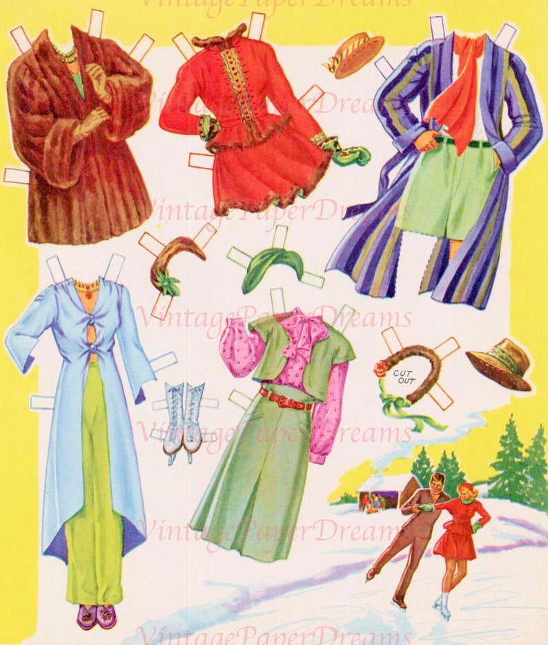 Vintage Paper Doll Printable PDF summer Date Paper Dolls 40s 1940s ...