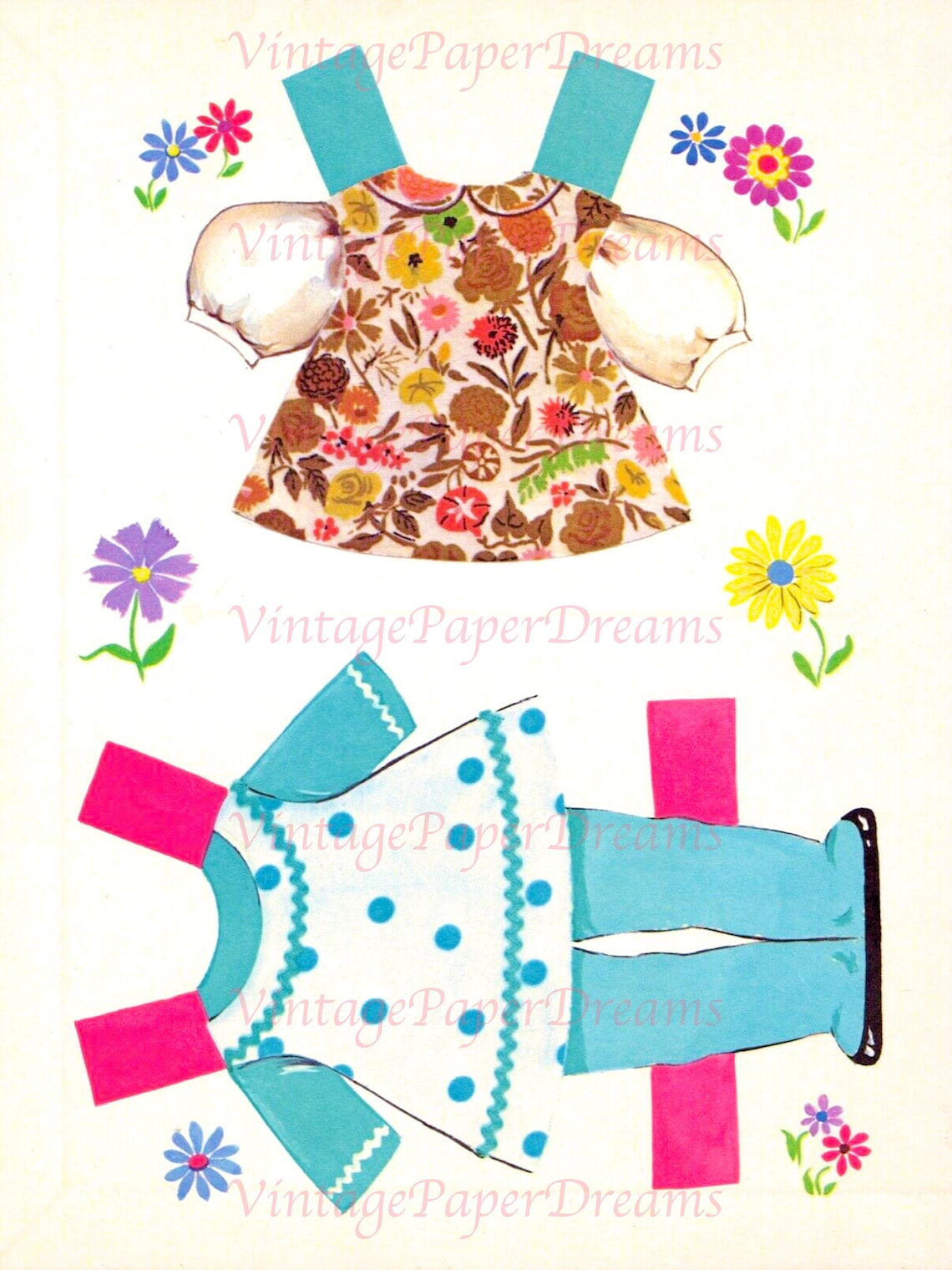 Vintage Paper Doll Printable PDF baby Paper Doll 70s 1970s - Etsy