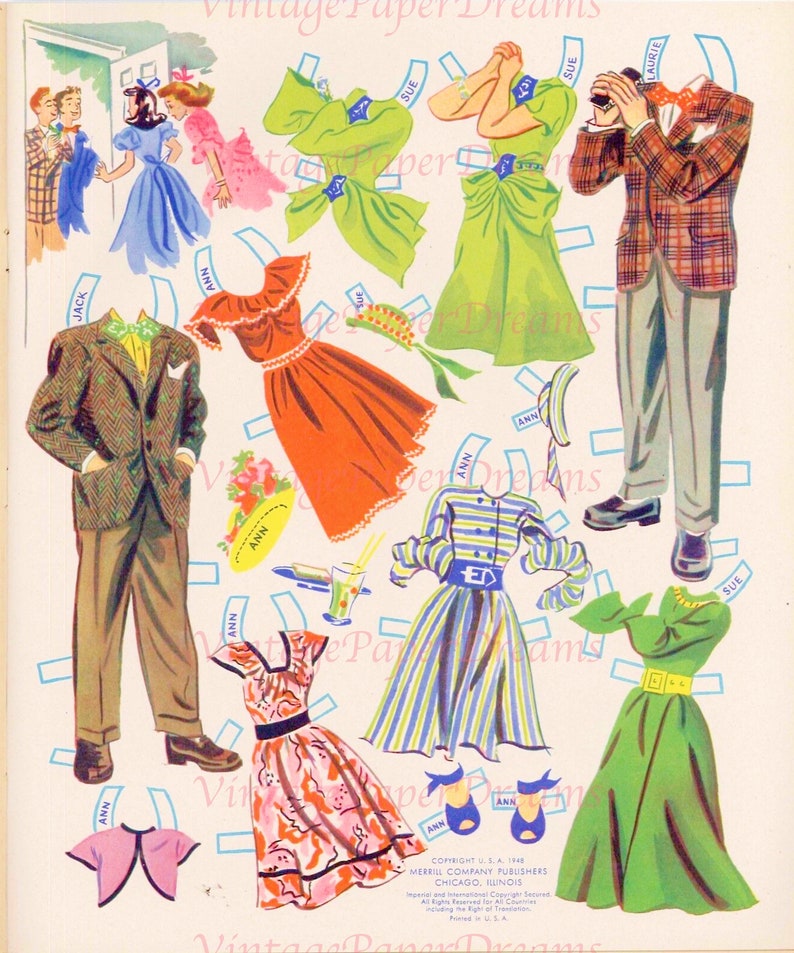 Vintage Paper Doll Printable PDF high School Paper Dolls 40s 1940s ...