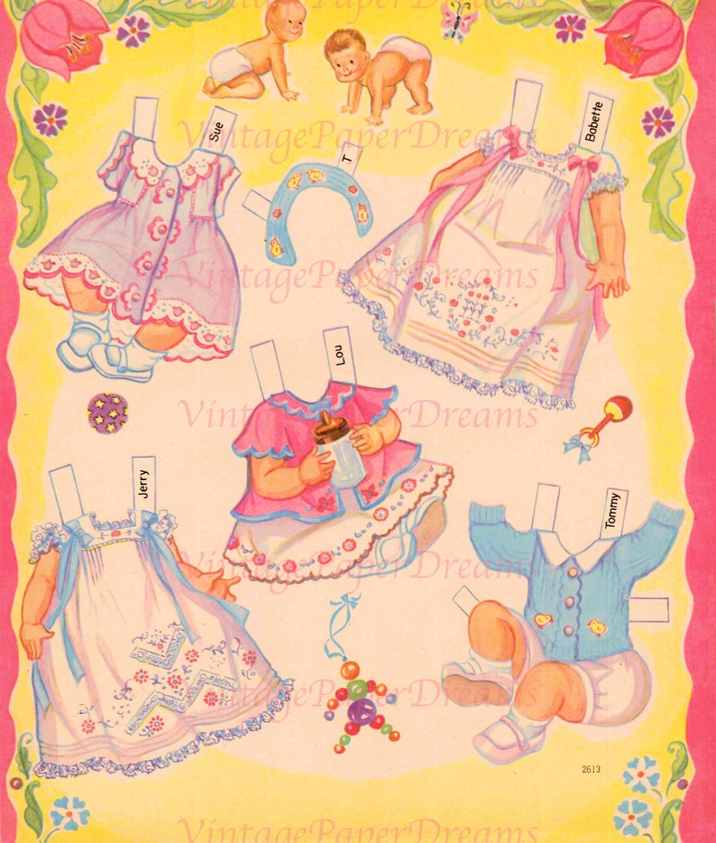 Vintage Paper Doll Printable PDF newborn Baby Paper Doll 40s 1940s ...