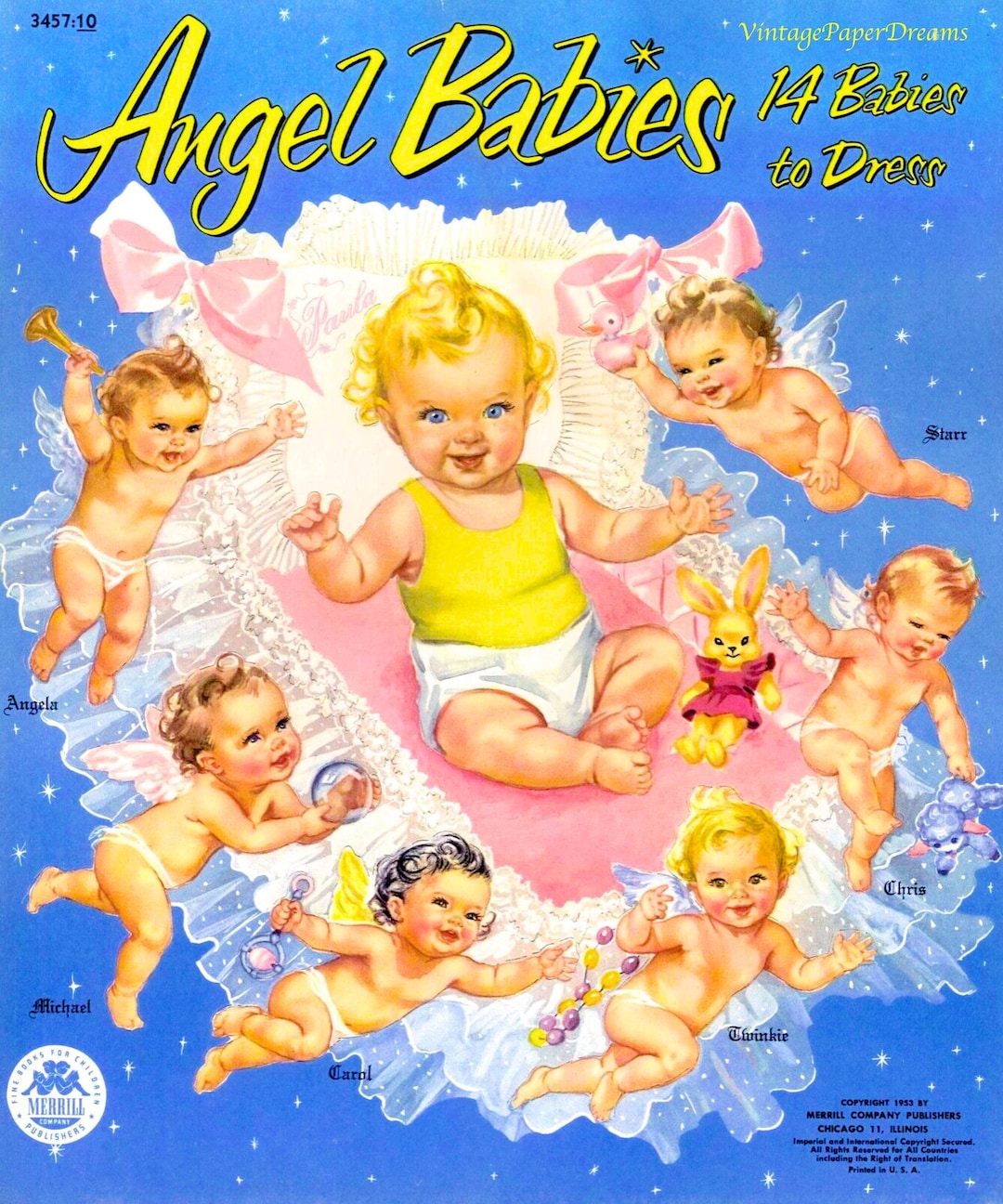 Vintage Paper Doll Printable PDF • angel Babies Paper Doll • 50s 1950s ...