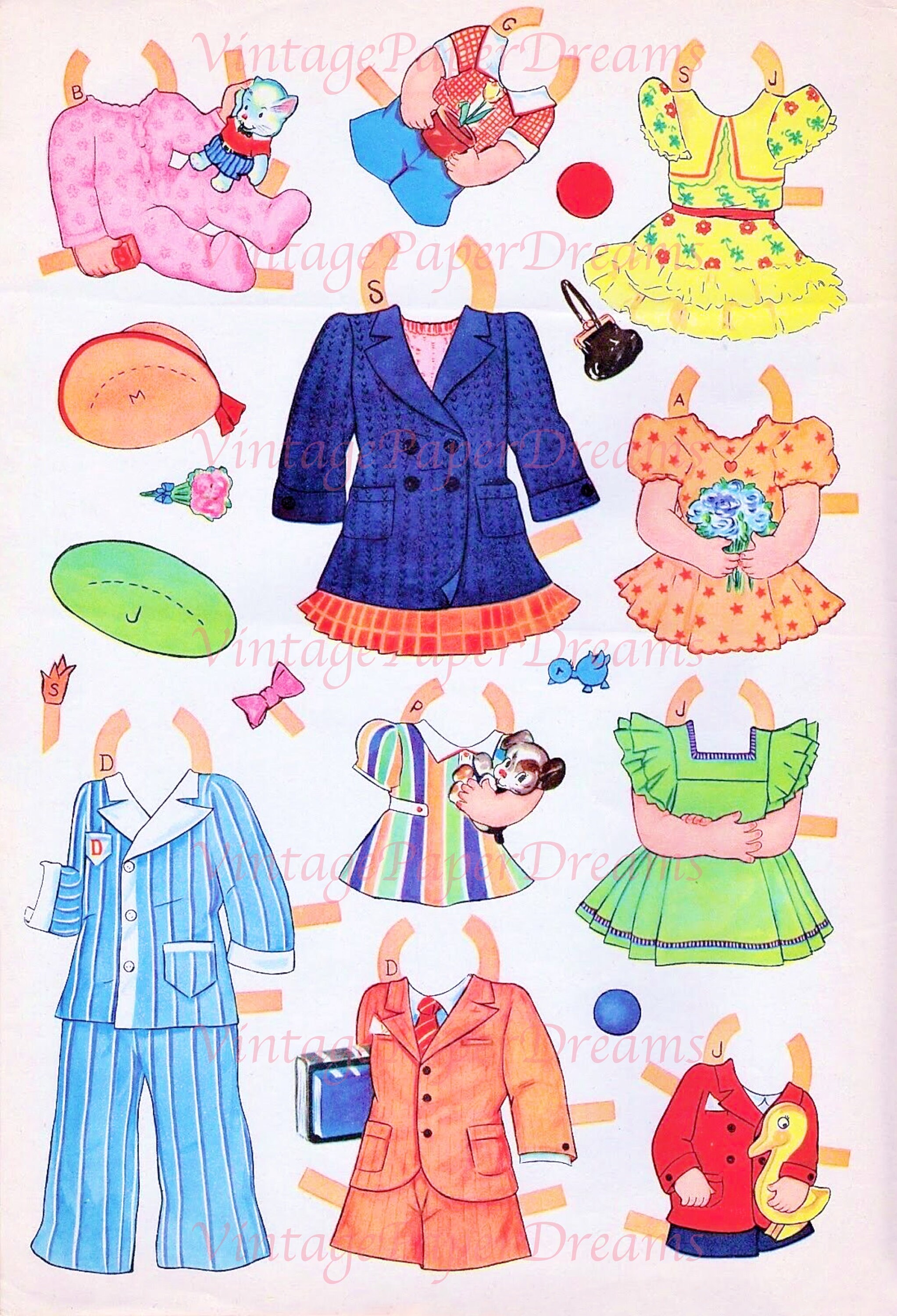 Vintage Paper Doll Printable PDF baby Boys Girls Paper Dolls 40s 1940s ...