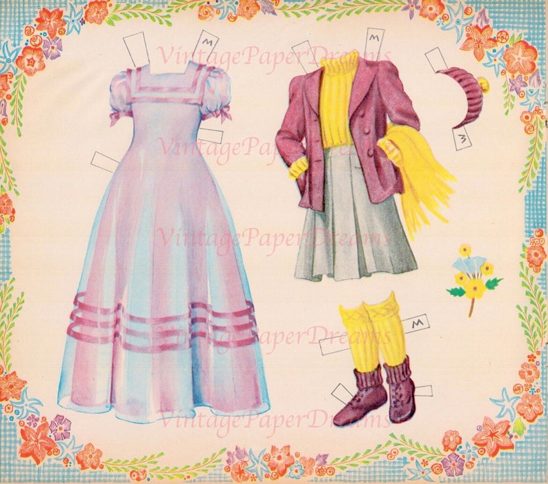 Vintage Paper Doll Printable PDF little Girls Paper Doll 40s 1940s ...