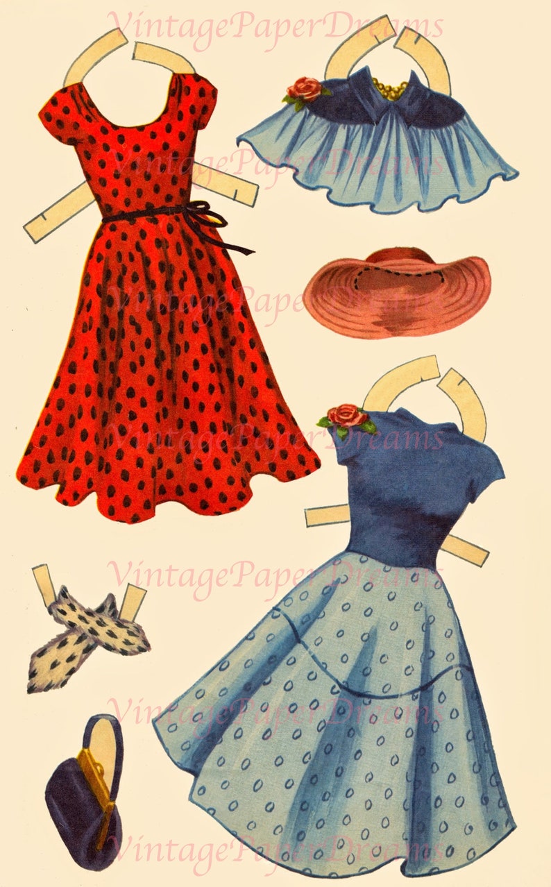 Vintage Paper Doll Printable PDF honeymoon Paper Dolls 60s - Etsy