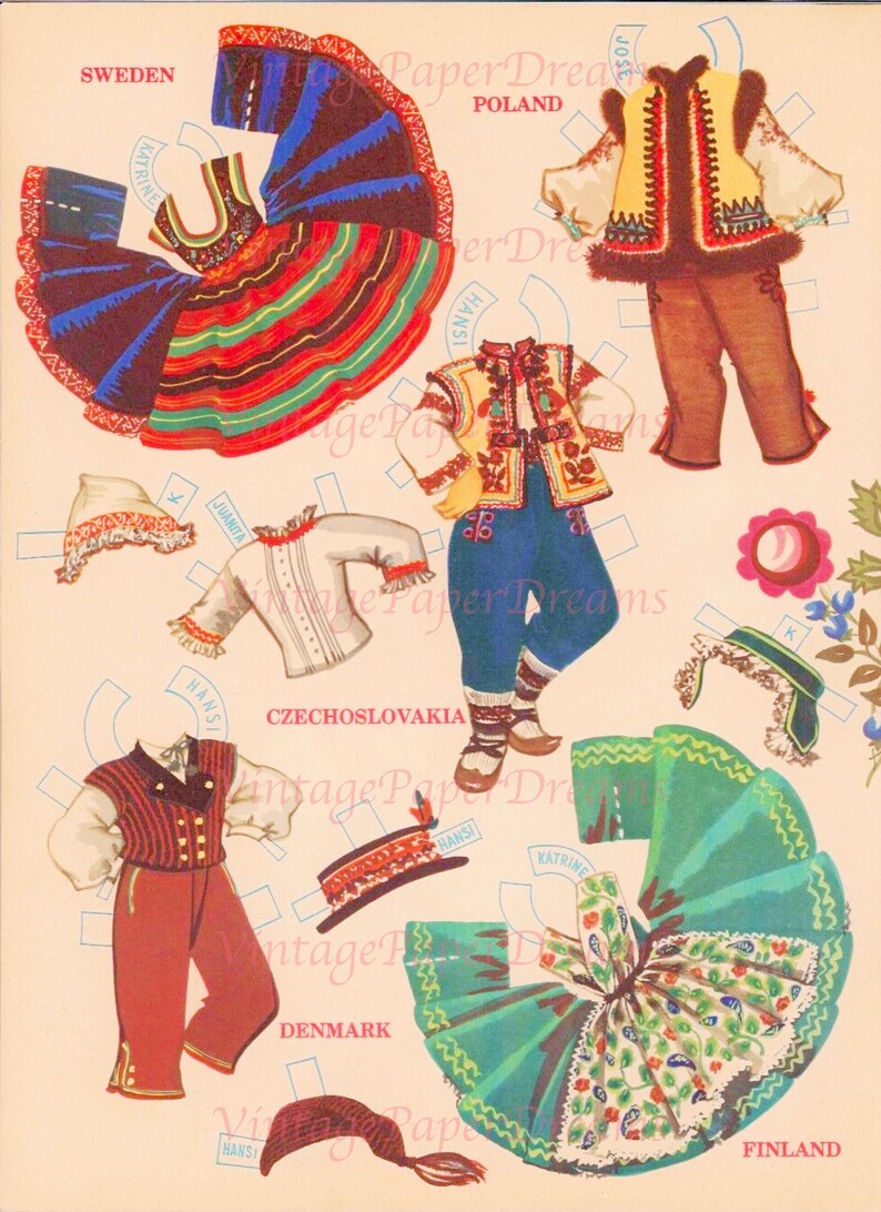 Vintage Paper Doll Printable PDF • world Children Paper Doll • 50s ...