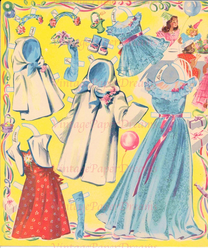 Vintage Paper Doll Printable PDF Big Sister Little Sister Paper Dolls ...