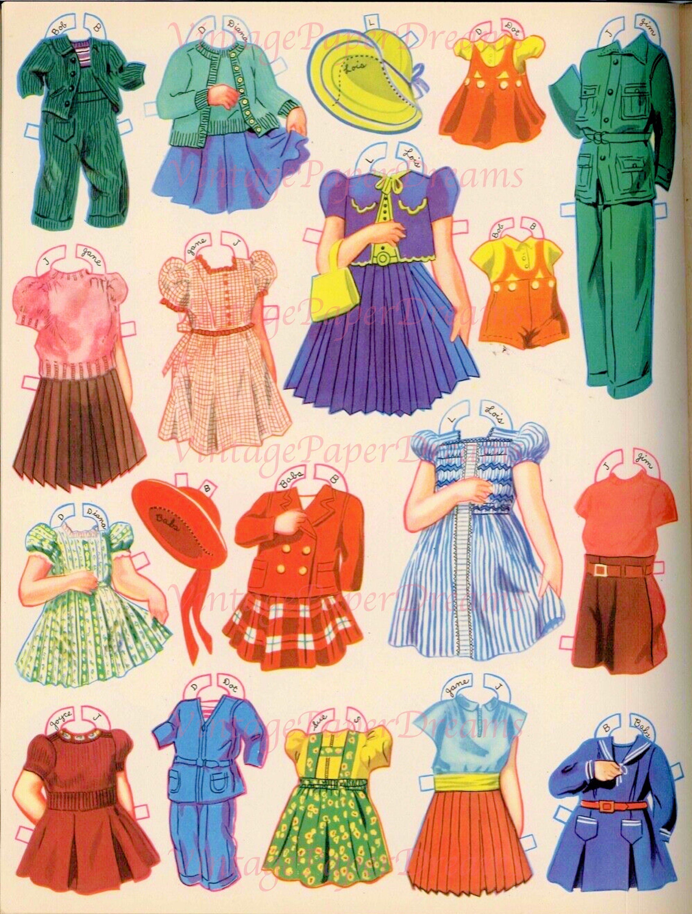 Vintage Paper Doll Printable PDF happy Birthday Paper Doll - Etsy