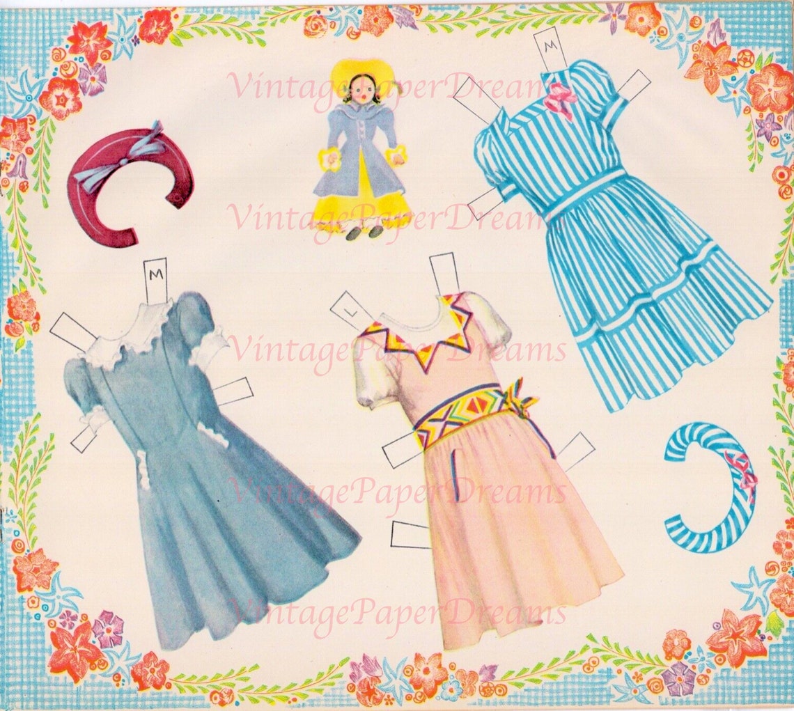 Vintage Paper Doll Printable PDF little Girls Paper Doll 40s 1940s ...