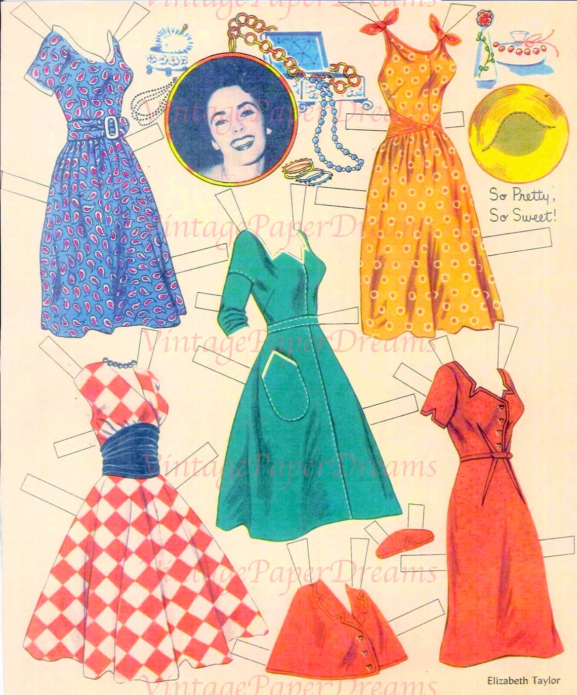 Vintage Paper Doll Printable PDF elizabeth Taylor Paper Doll - Etsy