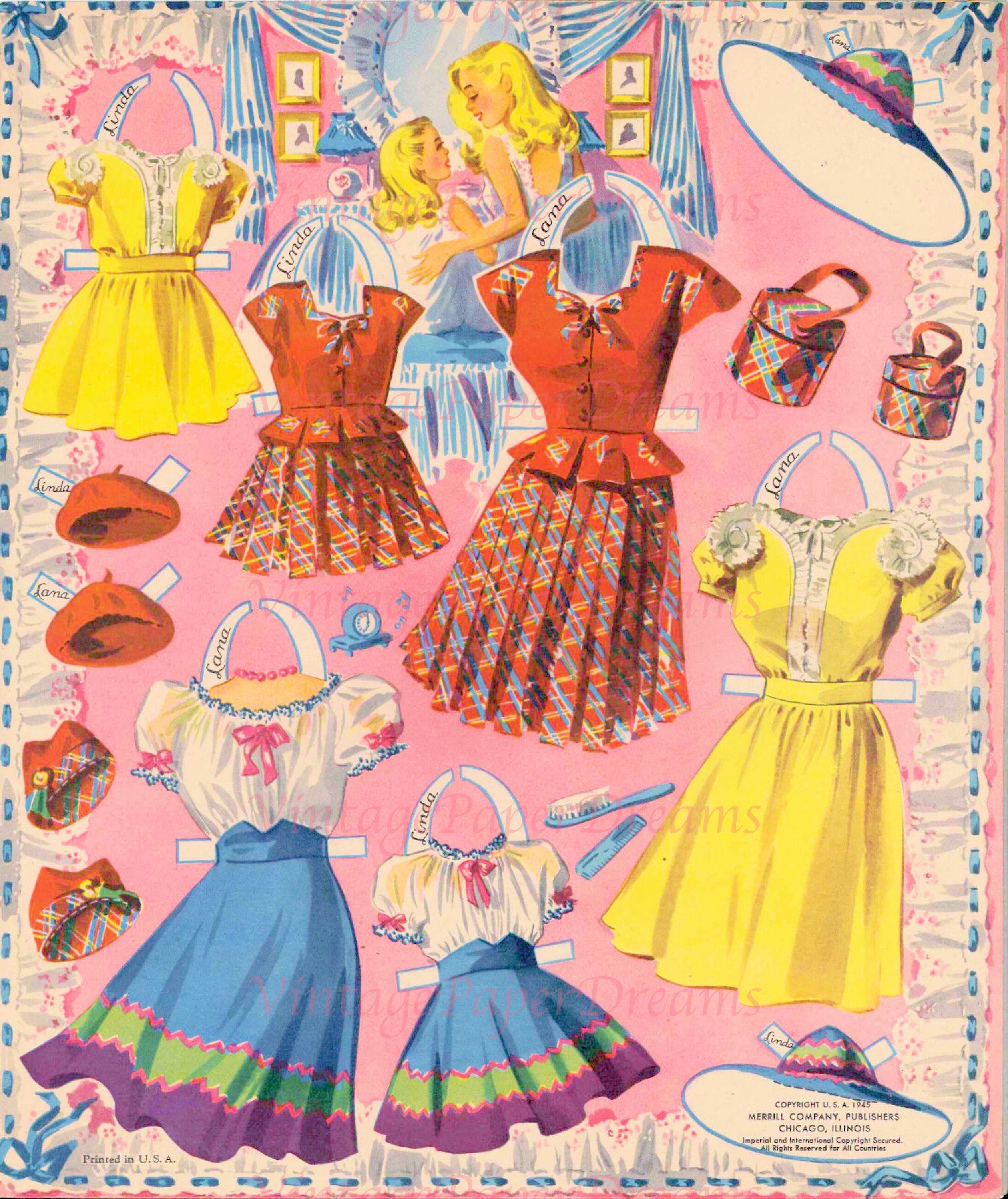 Vintage Paper Doll Printable PDF Big Sister Little Sister Paper Dolls ...