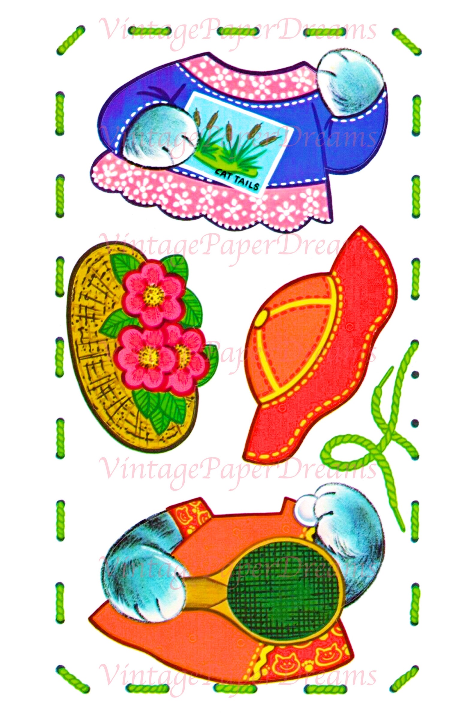 Vintage Paper Doll Printable PDF kitty Cat Paper Doll 70s 1970s Paper ...