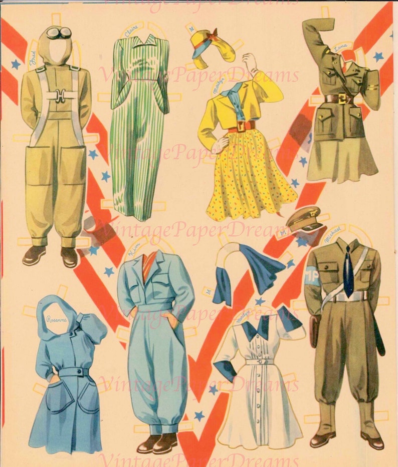 Vintage Paper Doll Printable PDF victory Paper Dolls 40s 1940s Paper ...