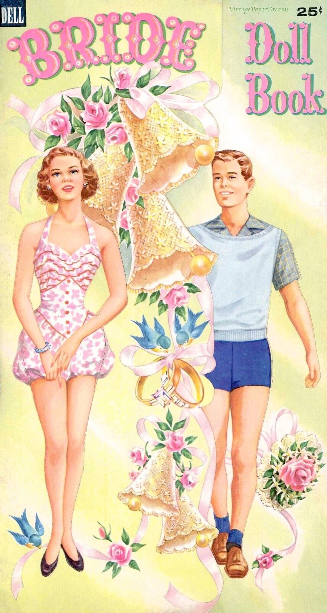 Vintage Paper Doll Printable PDF • wedding Party Paper Doll • 50s 1950s ...