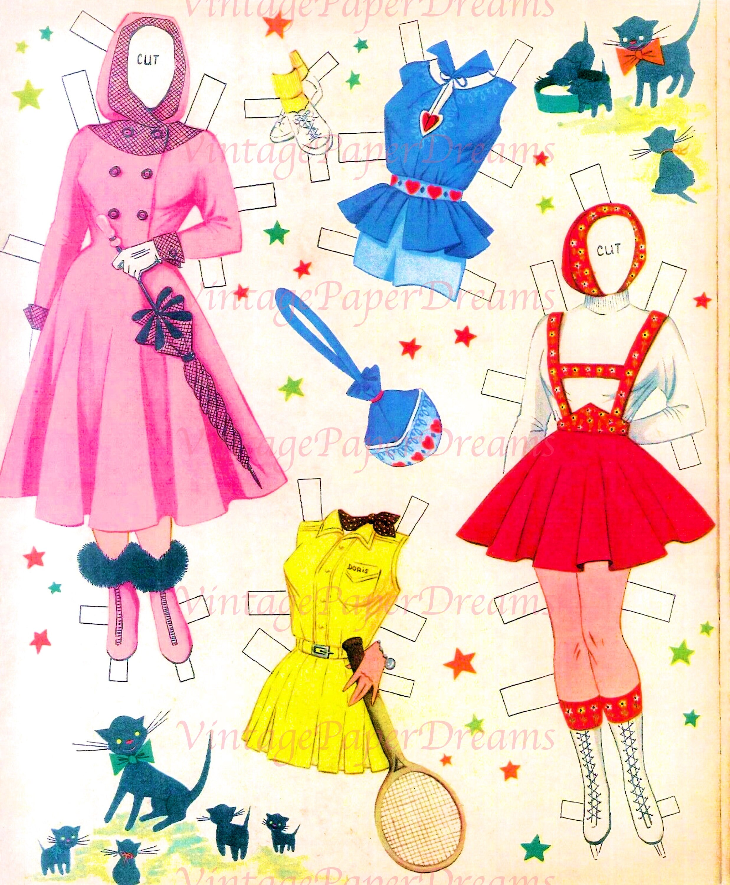 Vintage Paper Doll Printable PDF doris Day Paper Doll 1954 - Etsy Australia