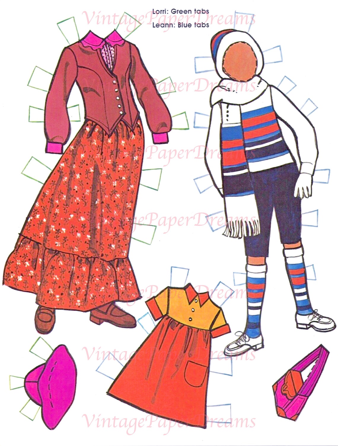 Vintage Paper Doll Printable PDF winter Sisters Paper Doll 70s 1970s ...