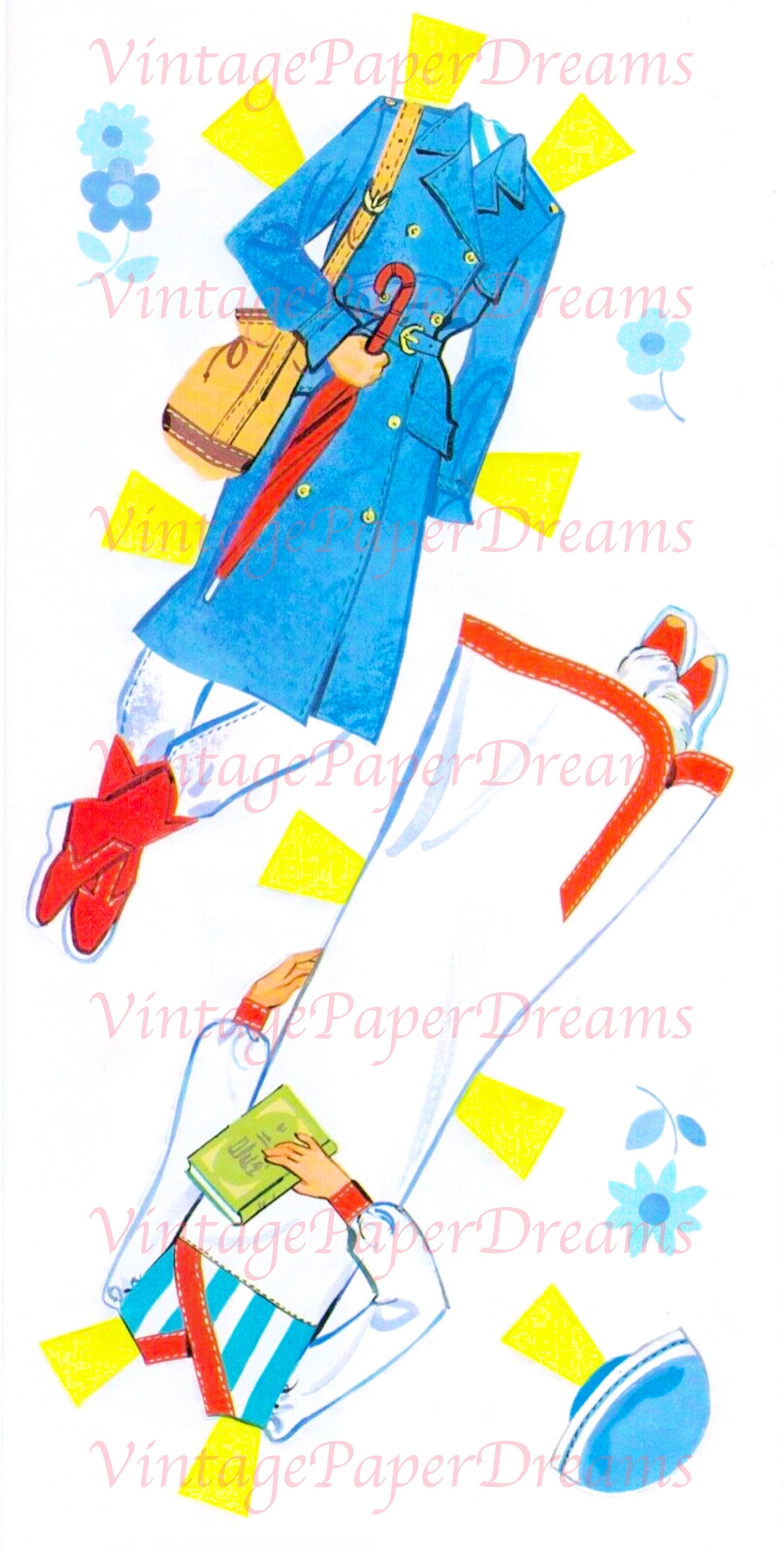 Vintage Paper Doll Printable PDF jean Jeans Paper Doll 70s 1970s Paper ...