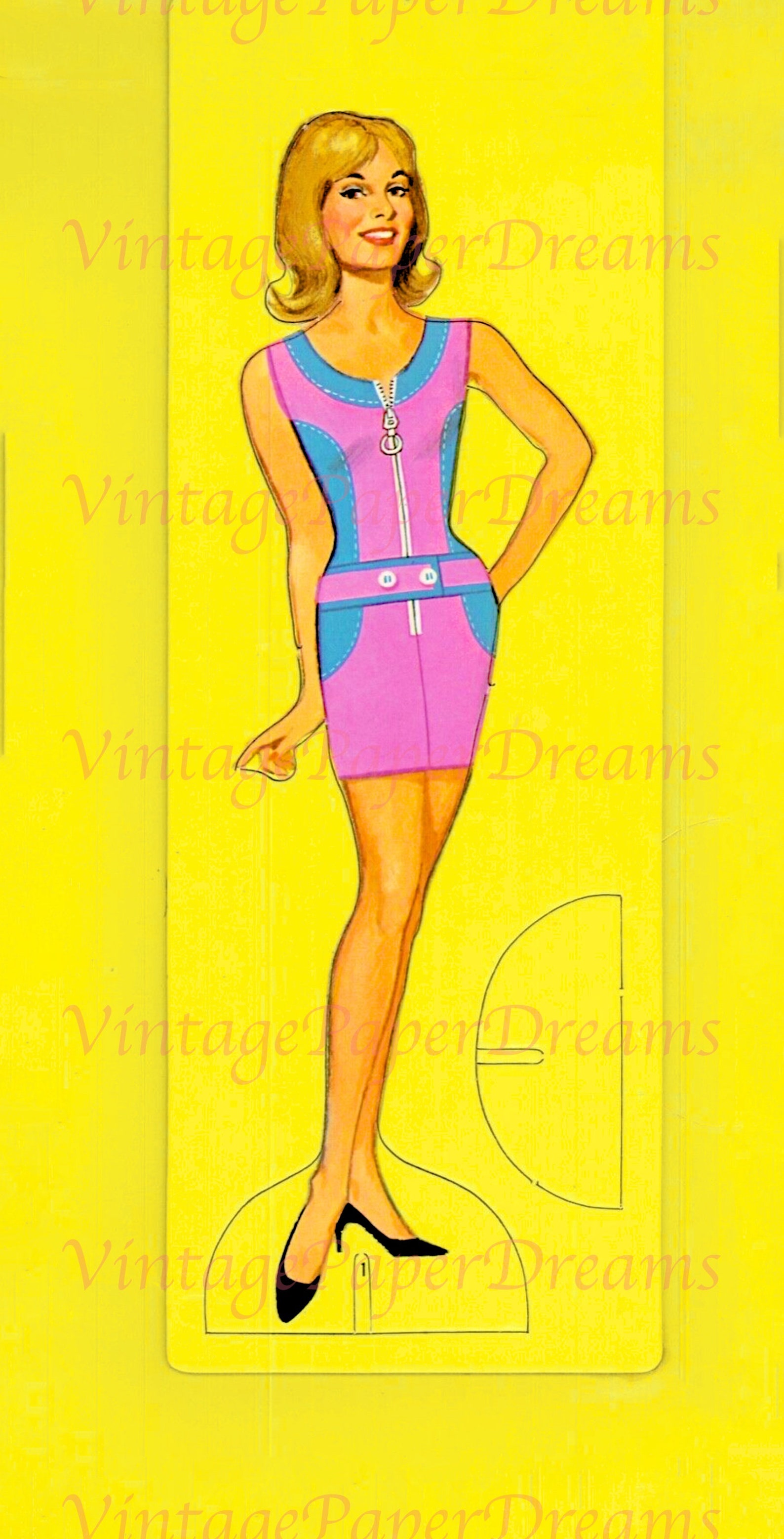 Vintage Paper Doll Printable PDF Model Paper Doll 60s 1960s Brunette ...