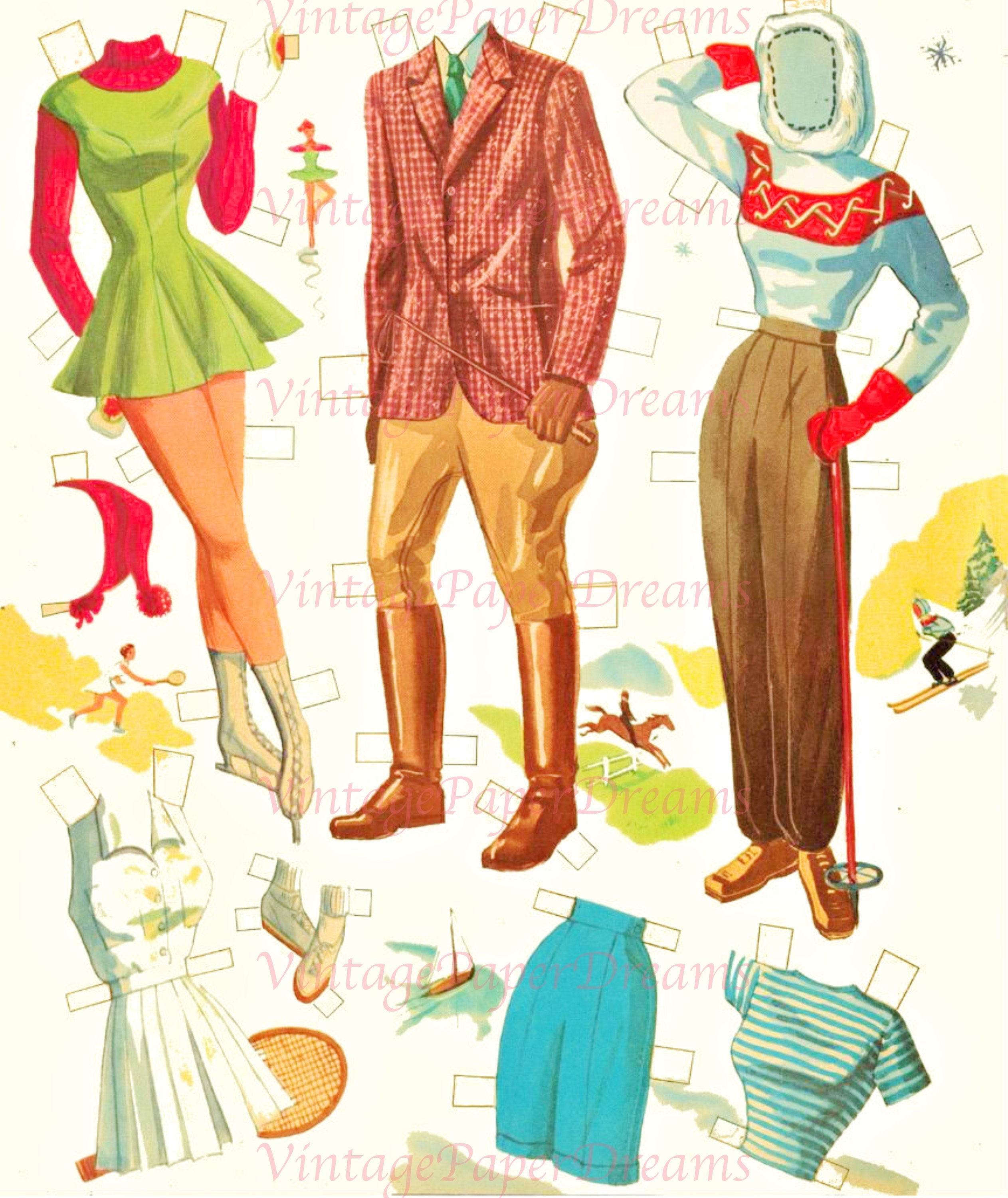 Vintage Paper Doll Printable PDF fashion Model Paper Dolls - Etsy