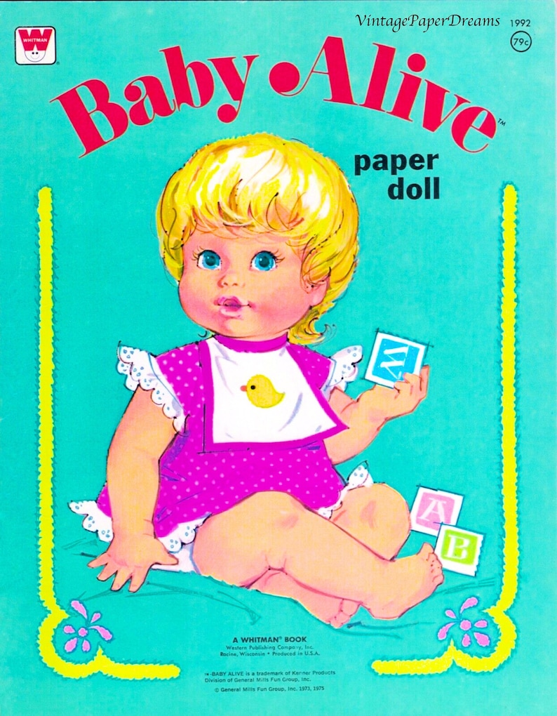 Vintage Paper Doll Printable PDF baby Paper Doll 70s 1970s Paper Doll ...