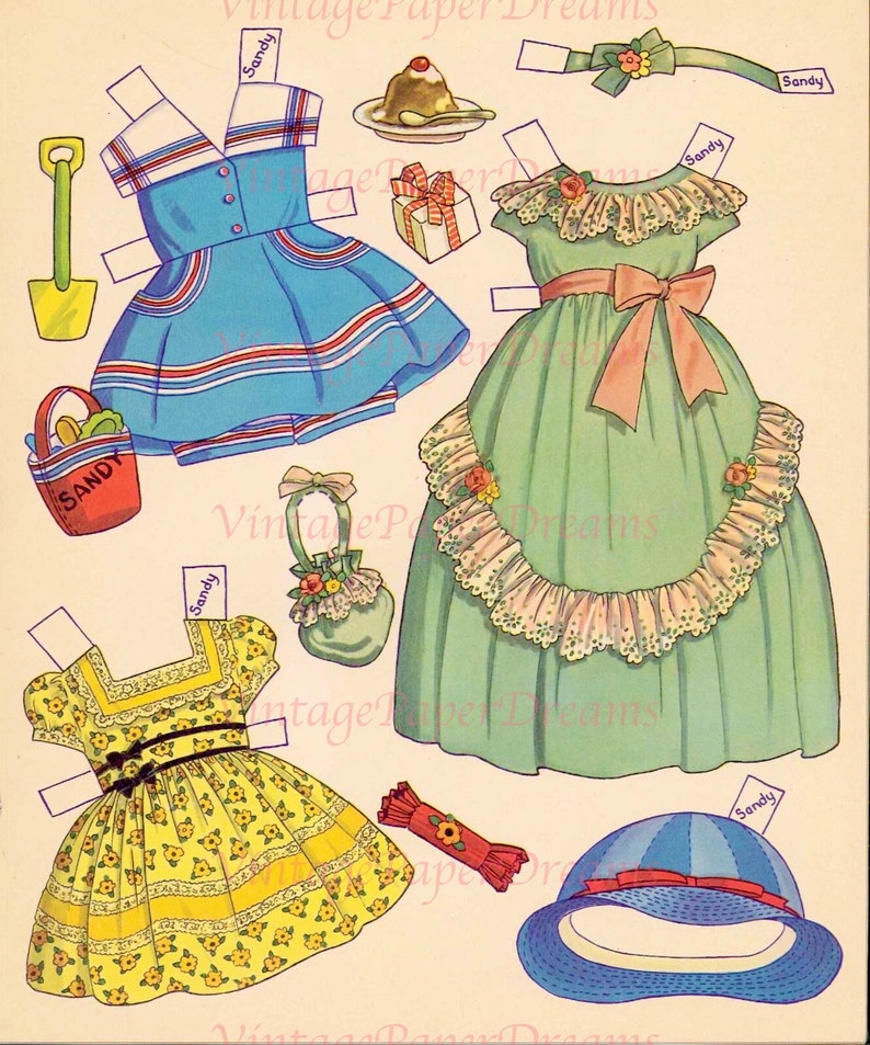 Vintage Paper Doll Printable PDF baby Girl Paper Doll 40s 1940s Paper Doll Pattern Digital ...