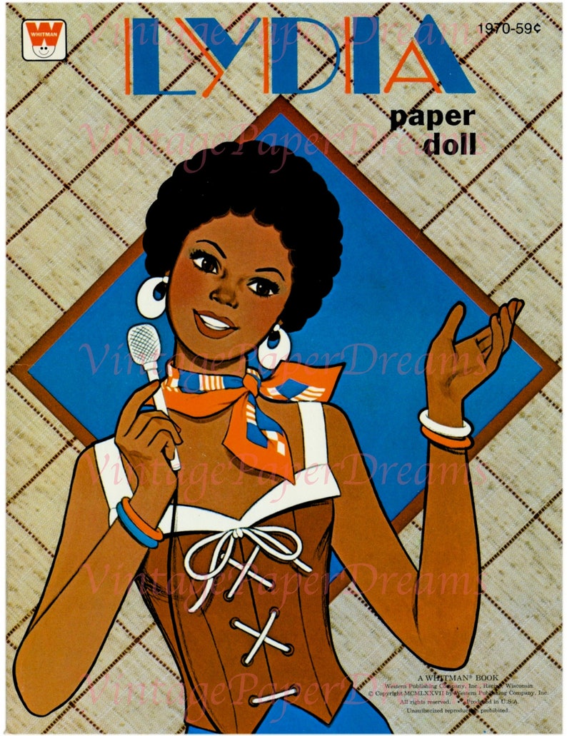 Vintage Black Paper Doll Printable PDF lydia 1977 70s - Etsy Canada