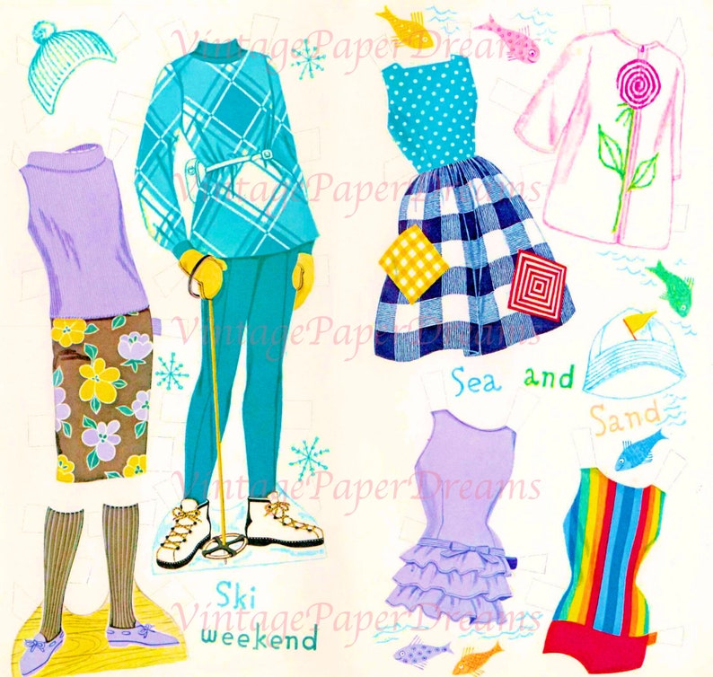 Vintage Paper Doll Printable PDF school Girl Tammy Paper - Etsy