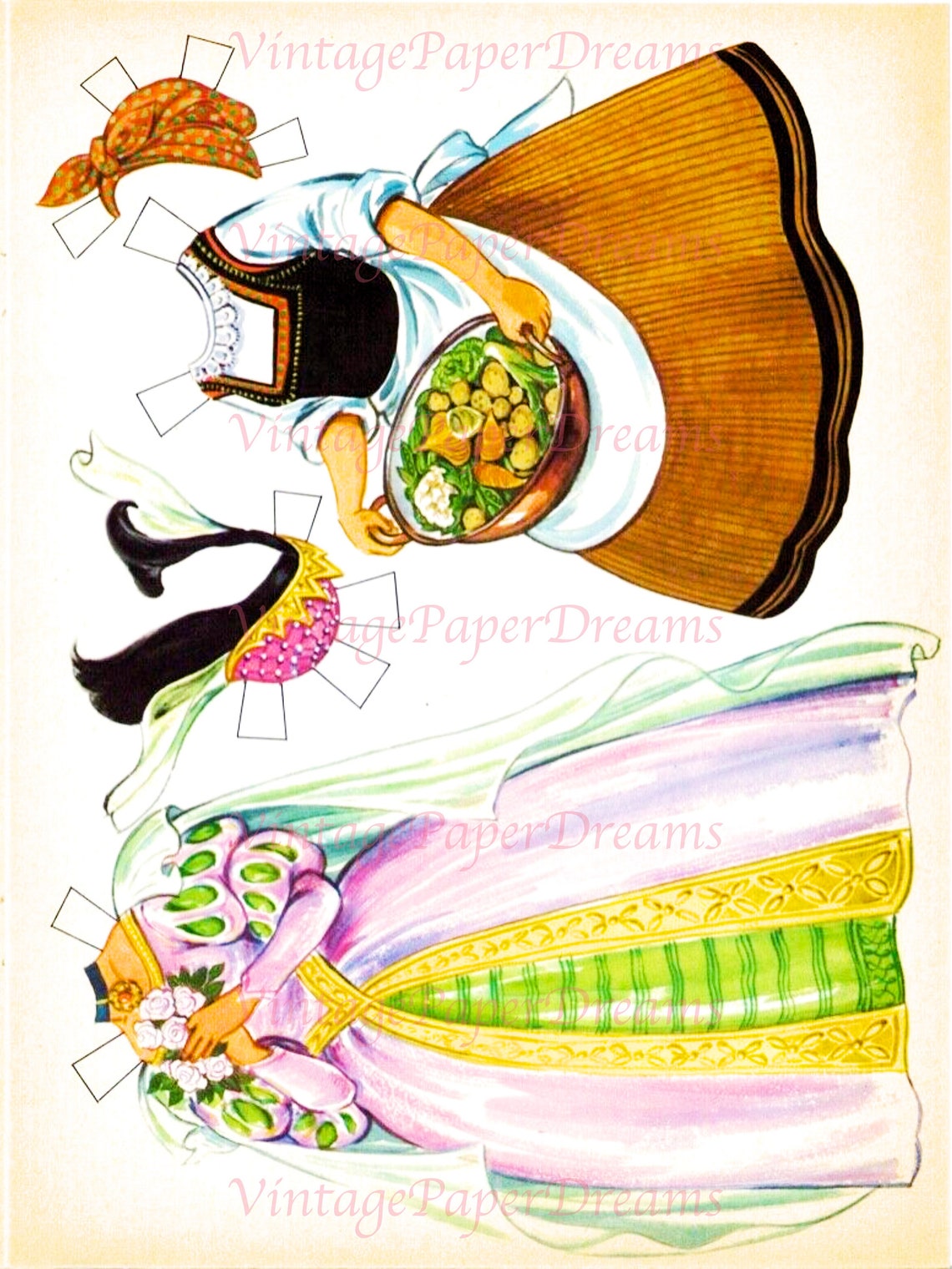 Vintage Paper Doll Printable PDF snow White Paper Doll 70s 1970s Paper ...