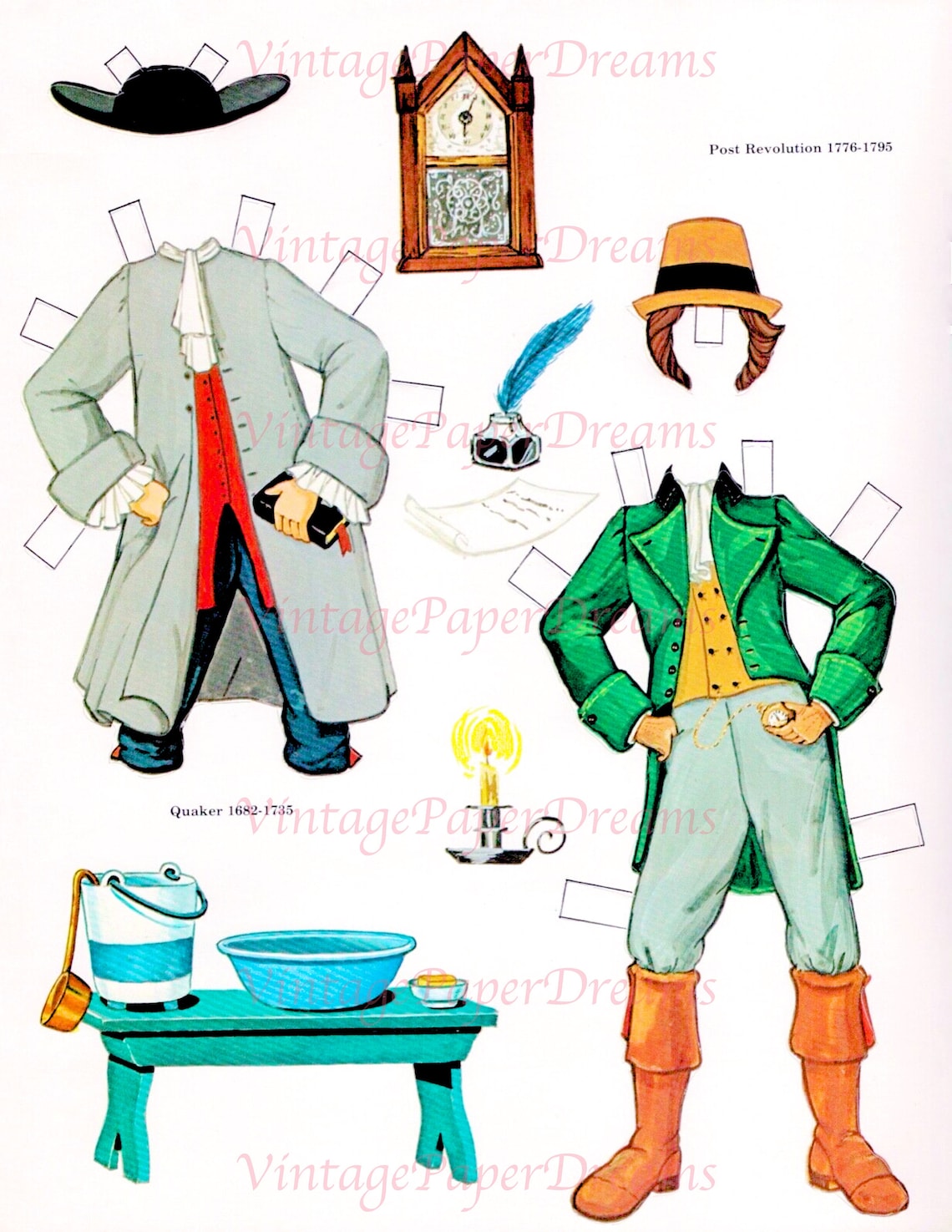 Vintage Paper Doll Printable PDF Colonial America Pilgrim - Etsy