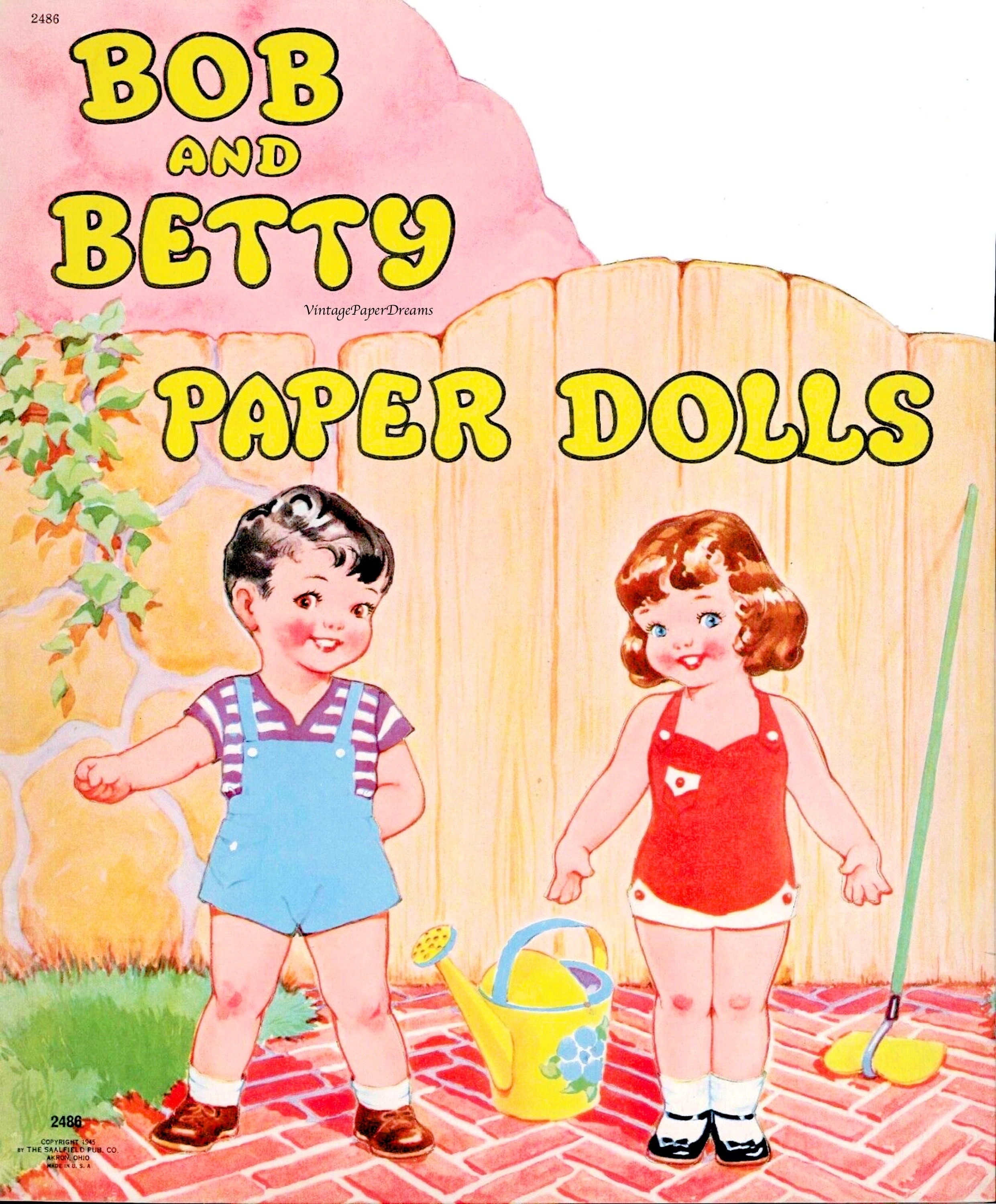 Vintage Paper Doll Printable PDF Bob & Betty Paper Doll 40s 1940s Paper ...