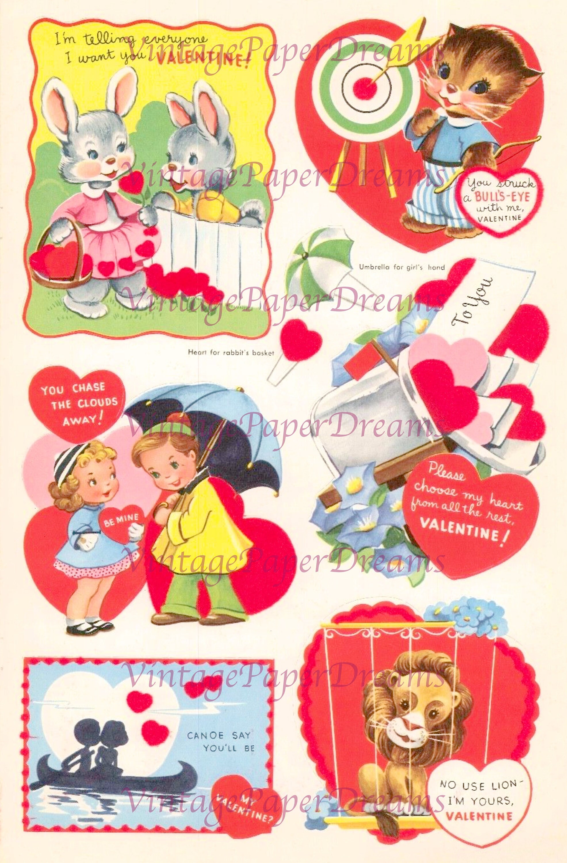 40 Vintage Valentines Card Printable PDF 1950s Holiday Card - Etsy