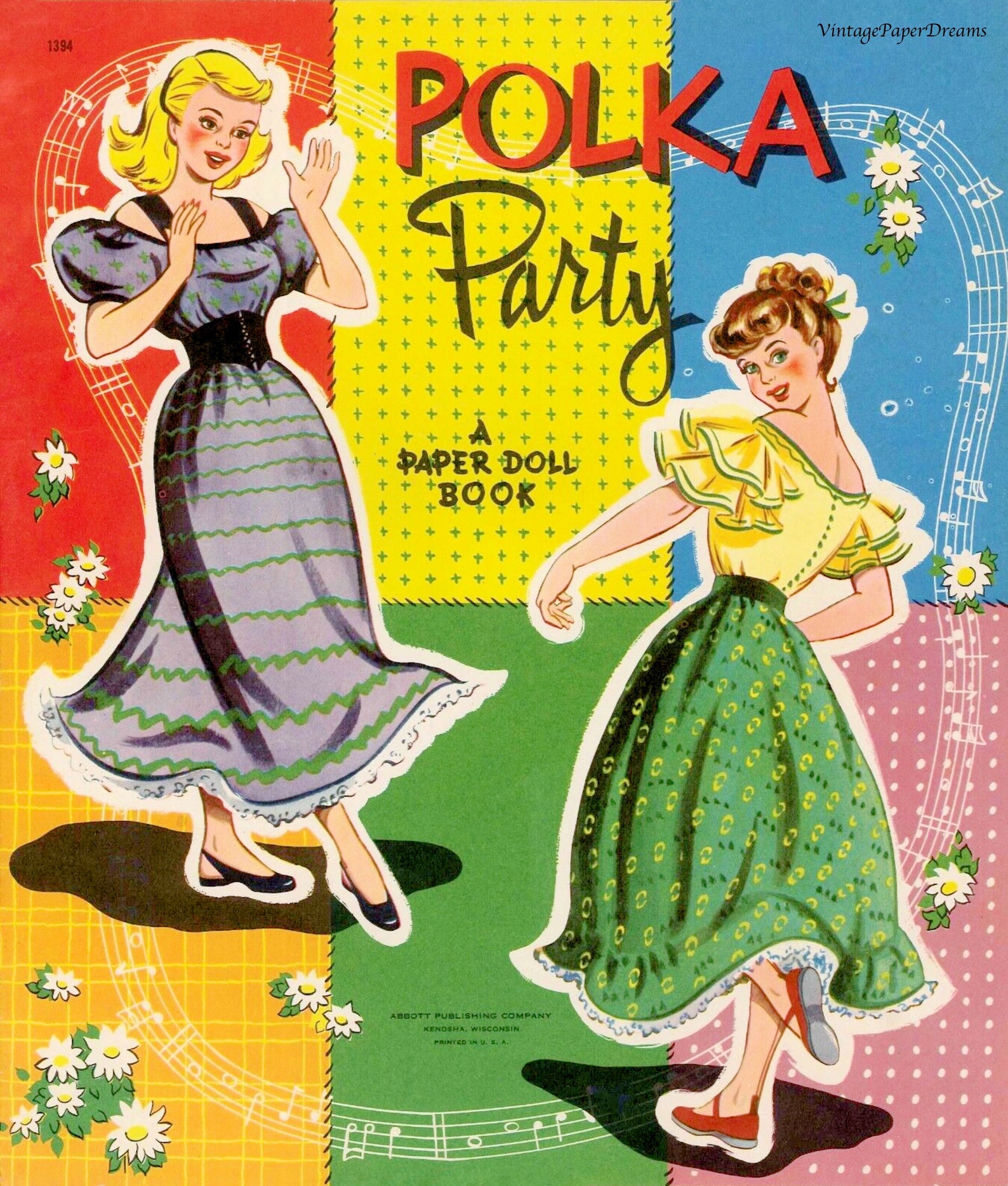 Vintage Paper Doll Printable PDF polka Party Paper Dolls 40s 1940s ...