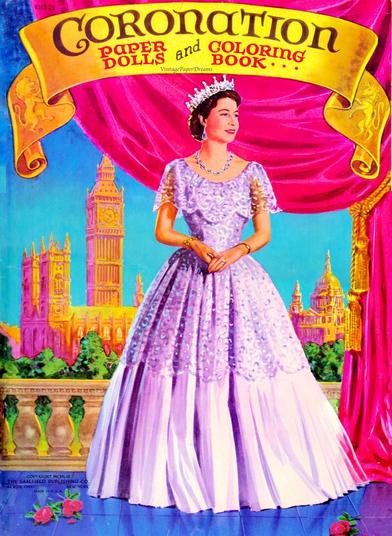 Vintage Paper Doll Printable PDF JPEG queen Elizabeth II - Etsy