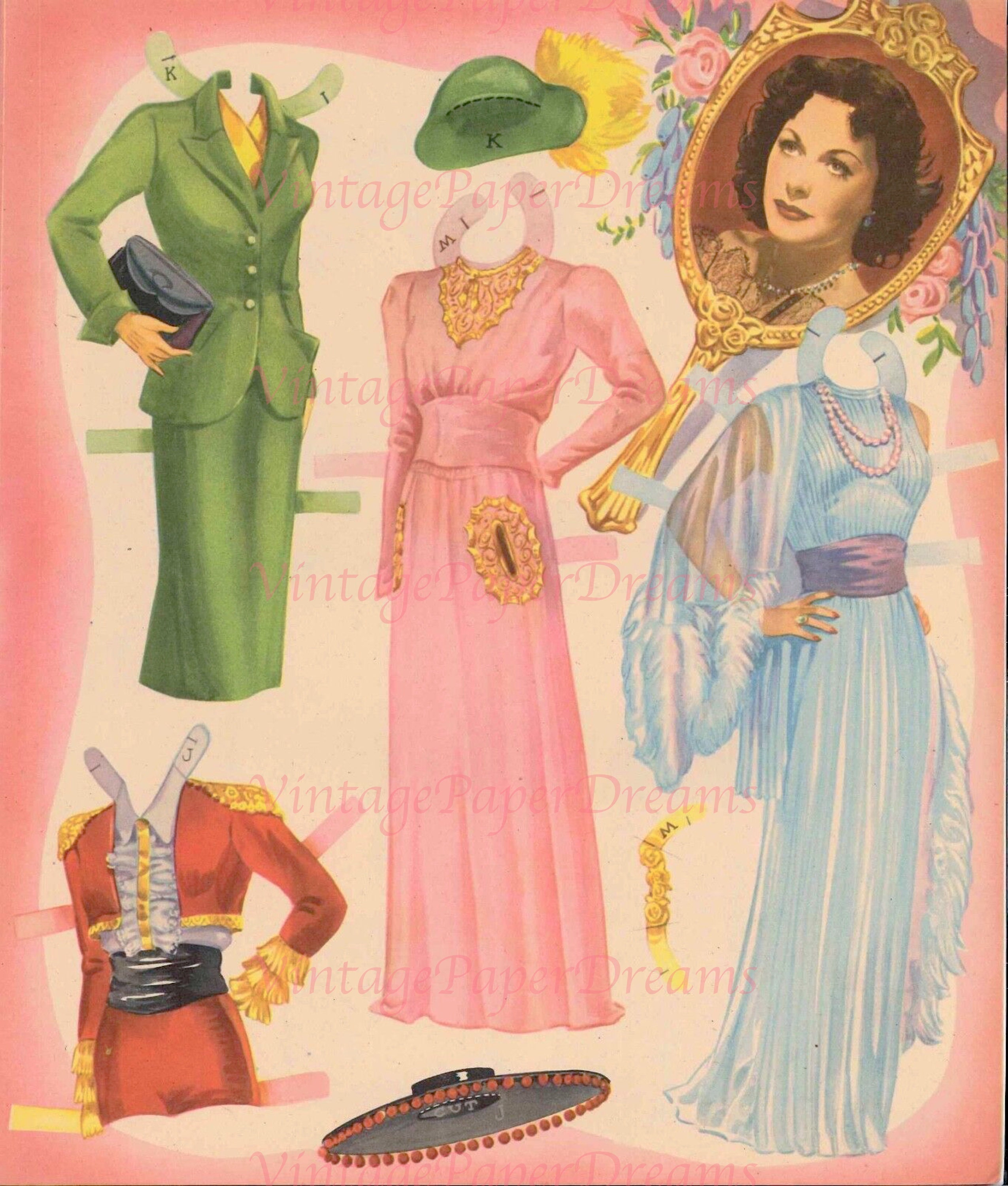 Vintage Paper Doll Printable PDF • hedy Lamarr Paper Doll • 40s 1940s ...