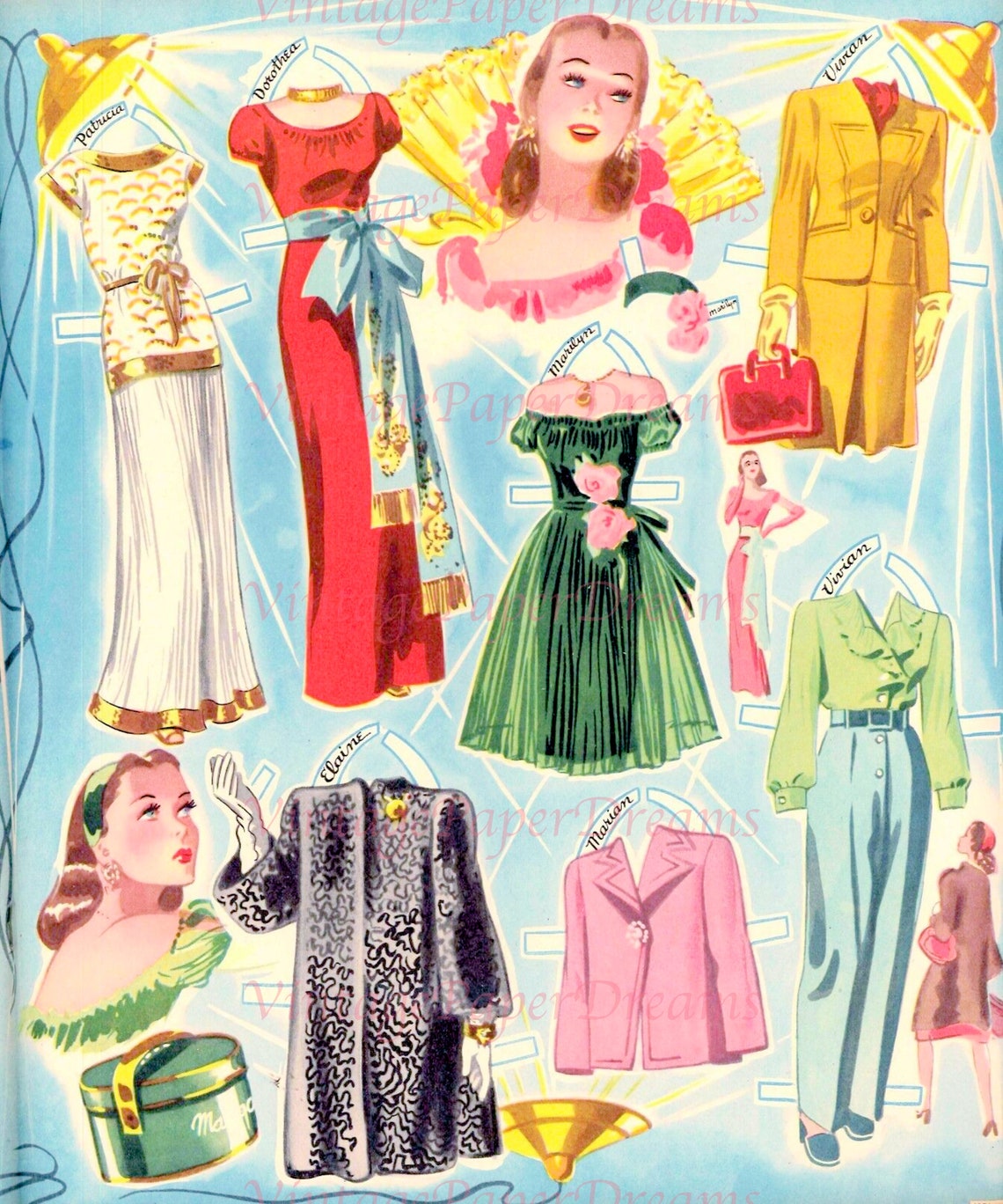 Vintage Paper Doll Printable PDF cover Girls Paper Doll - Etsy
