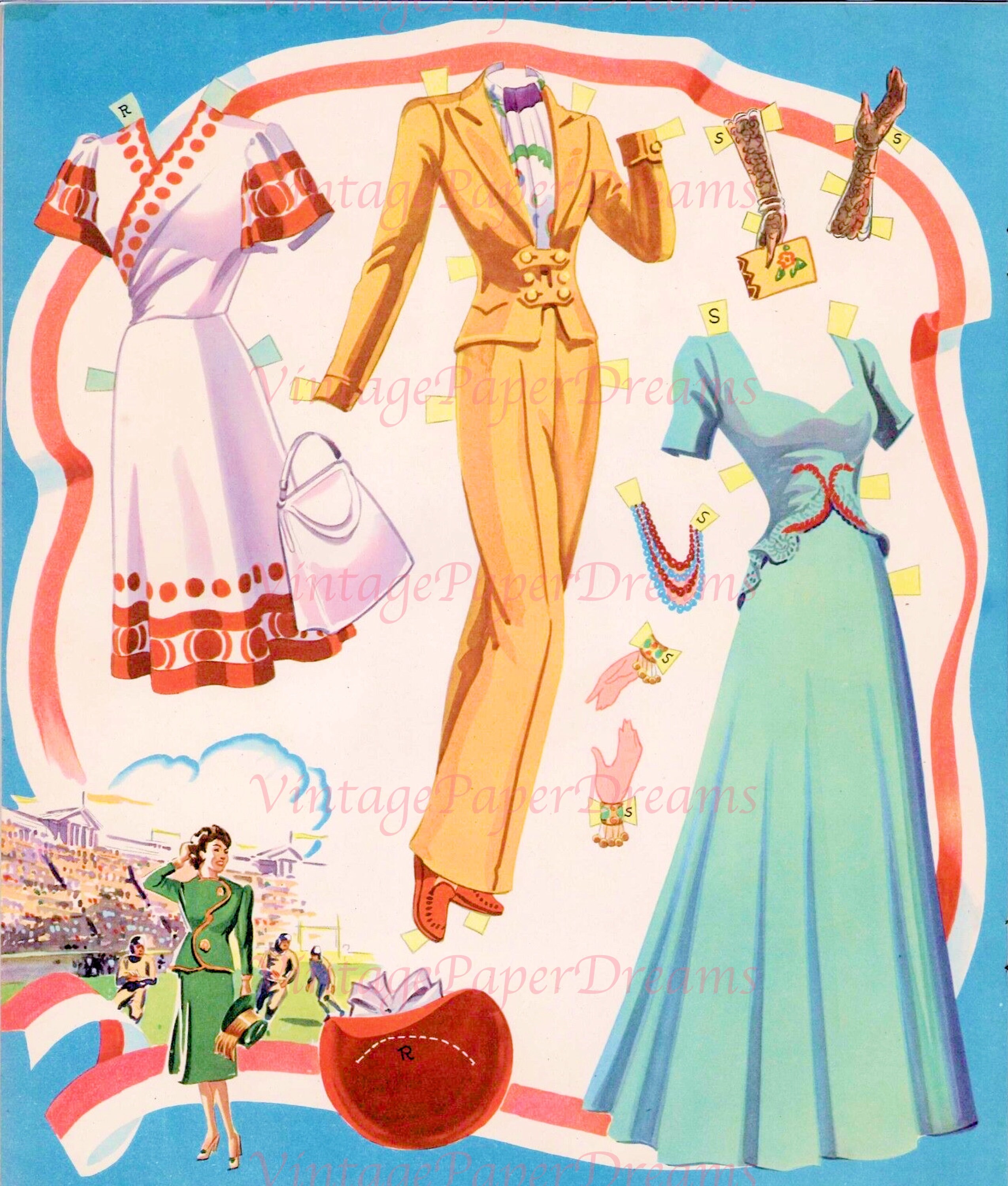 Vintage Paper Doll Printable PDF well-dressed Girl Paper Doll 40s 1940s ...