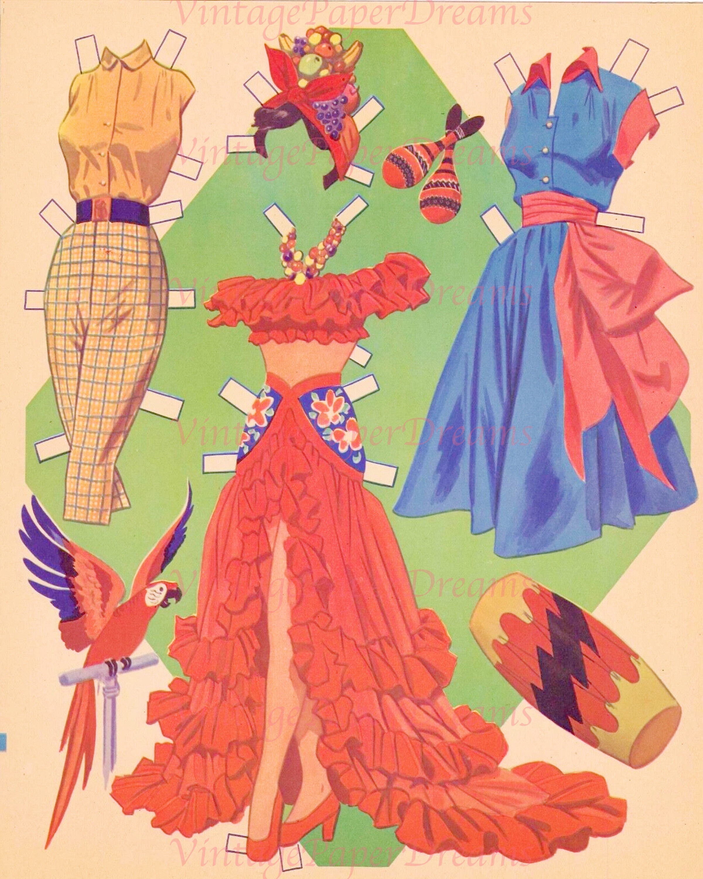 Vintage Paper Doll Printable PDF airline Pilot Paper Dolls 50s 1950s ...