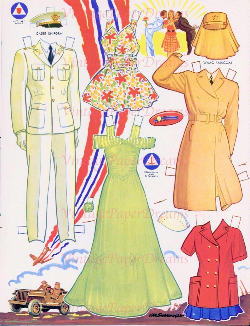 Vintage Paper Doll Printable PDF soldiers Sailors Paper Dolls 40s 1940s ...