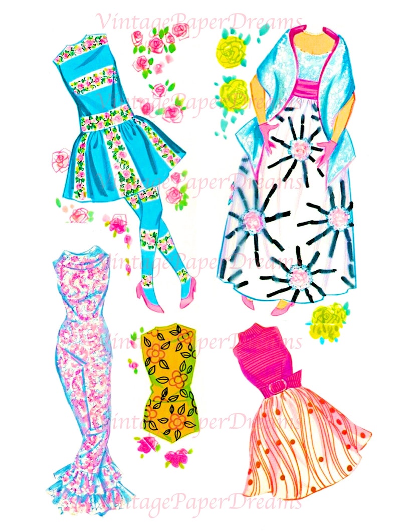 Barbie Paper Doll Printable PDF mod Barbie Paper Doll - Etsy