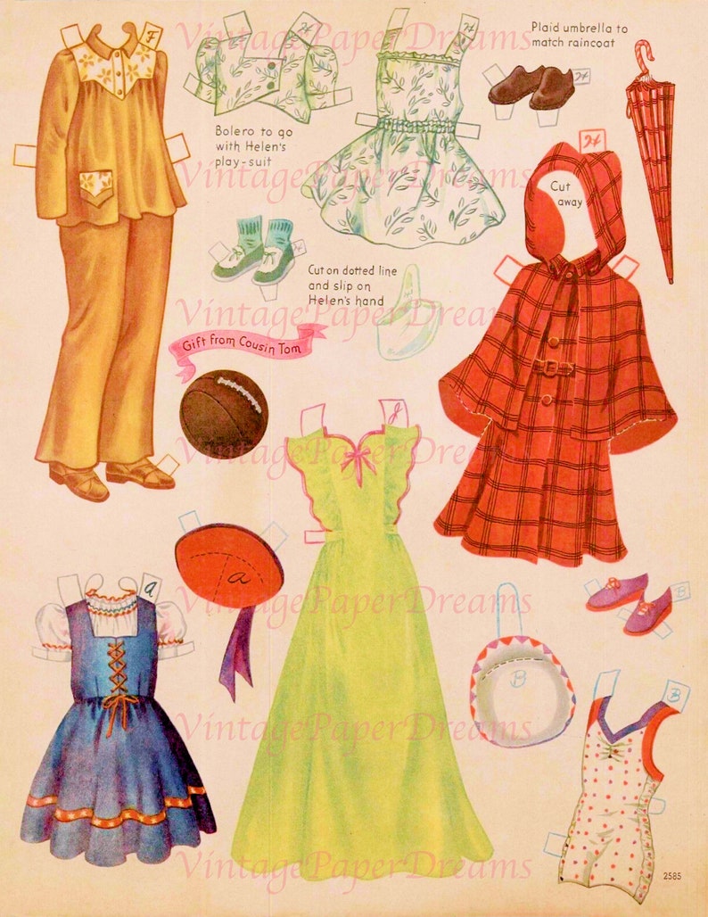 Vintage Paper Doll Printable Pdf Girl Paper Dolls Jpeg 40s 1940s Paper