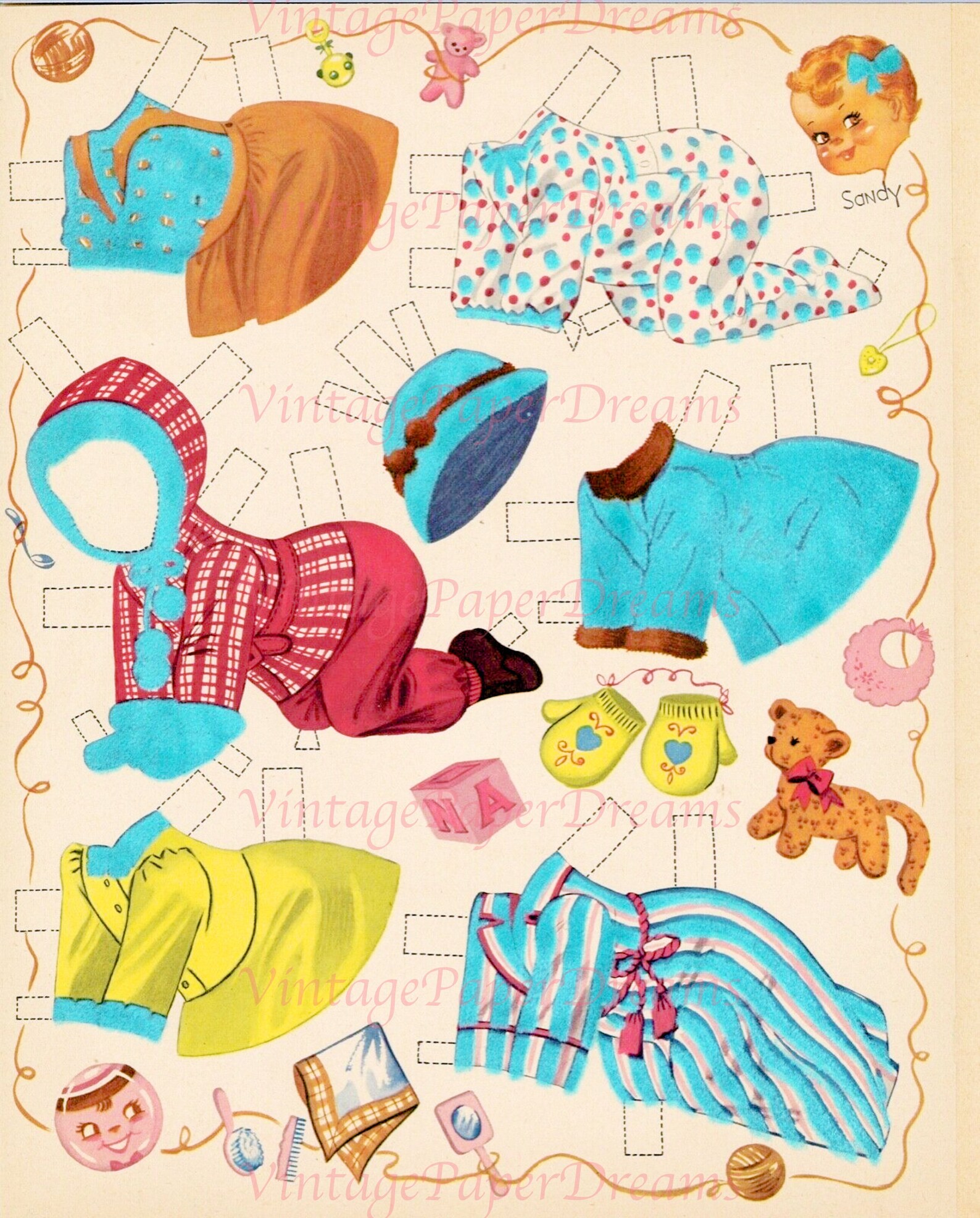 Vintage Paper Doll Printable PDF Baby Doll Paper Doll JPEG 50s 1950s ...