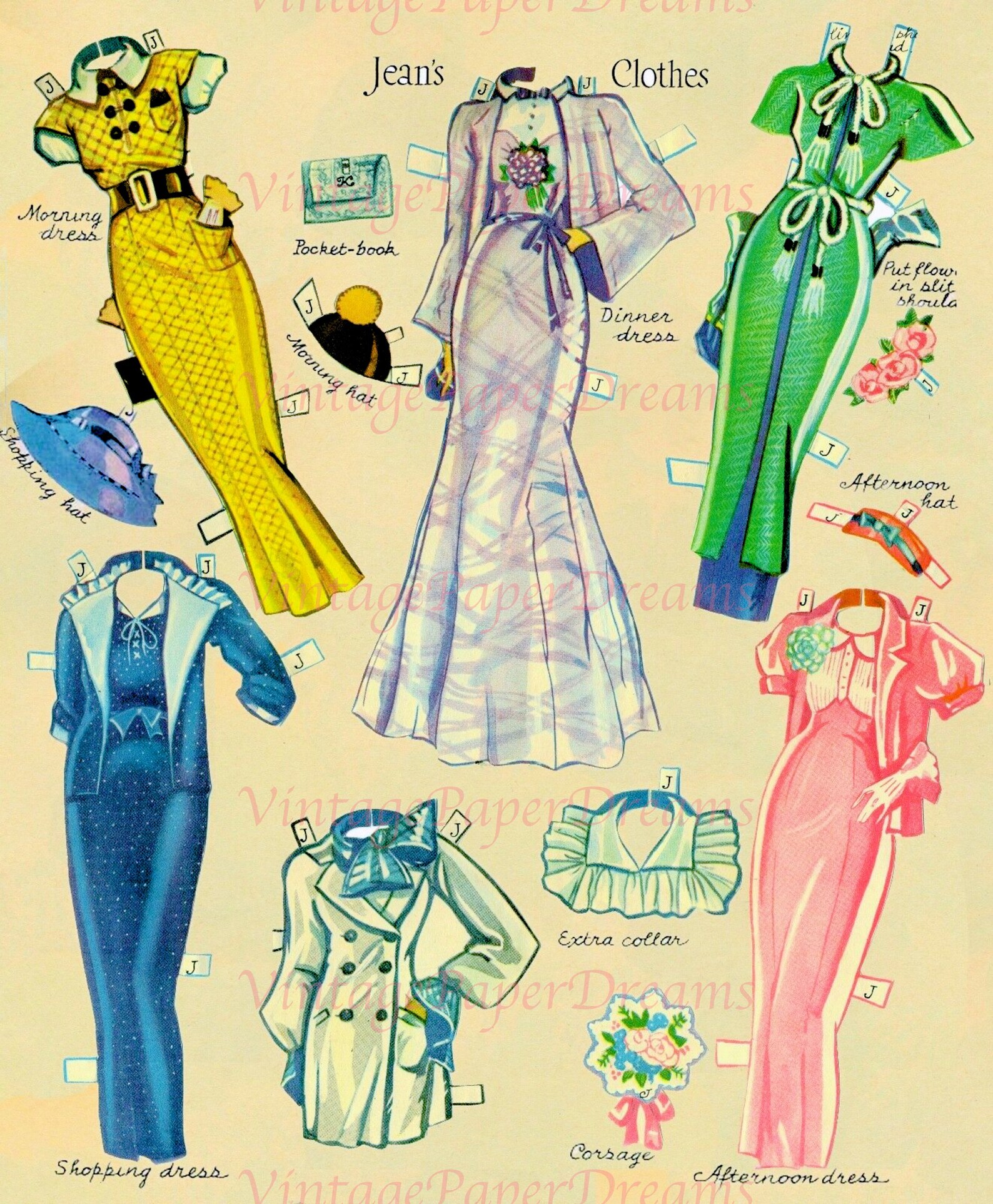 Vintage Paper Doll Printable PDF art Deco Paper Doll 30s 1930s Paper ...