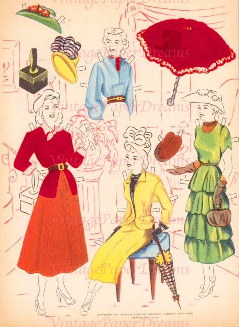 Vintage Paper Doll Printable PDF TV Show Paper Doll JPEG 40s 1940s ...