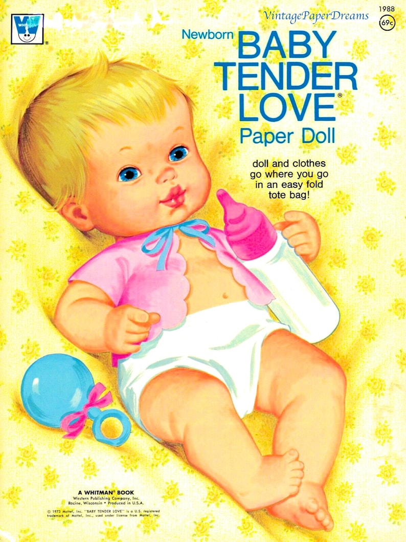 Vintage Paper Doll Printable PDF • newborn Baby Paper Doll • 70s 1970s ...