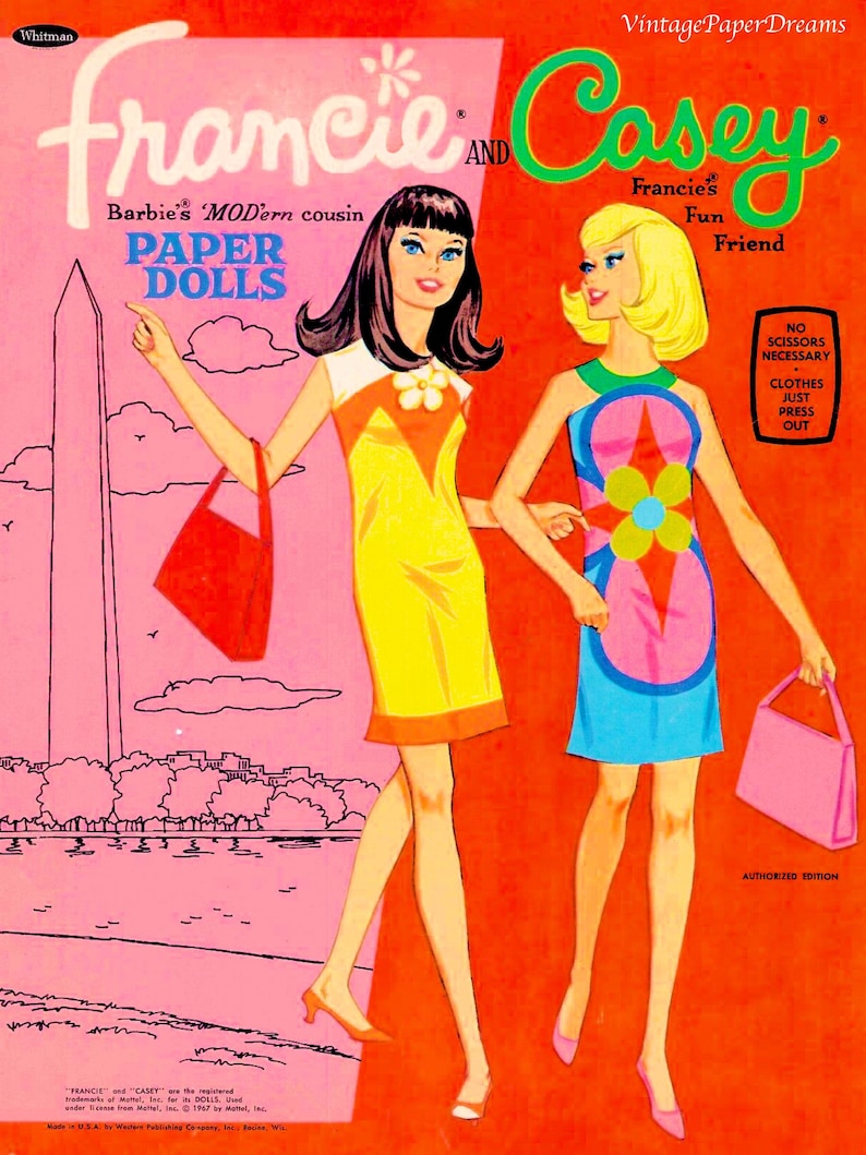 Vintage Paper Doll Printable PDF Francie Paper Doll 60s - Etsy