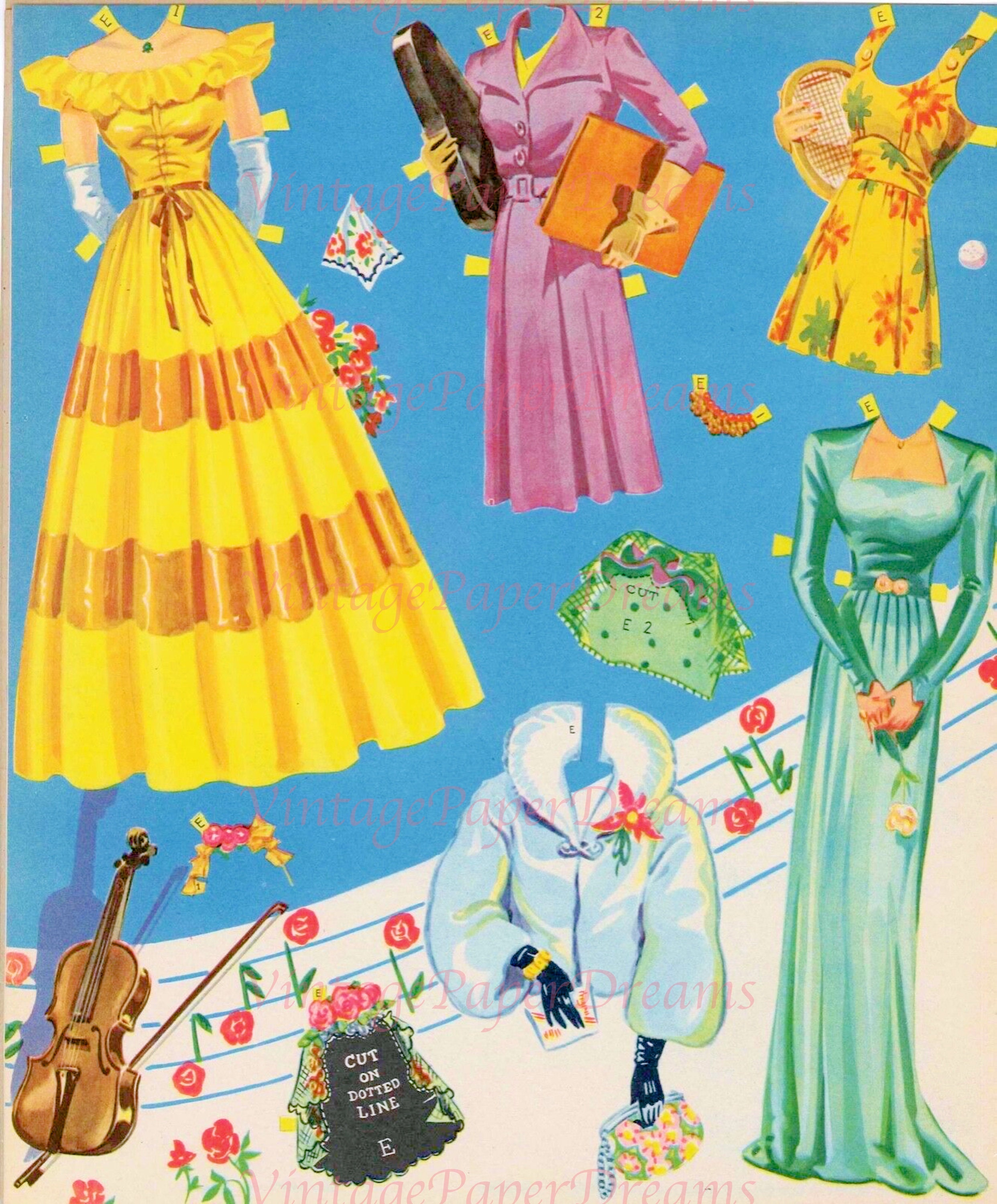 Vintage Paper Doll Printable PDF hour of Charm Paper Doll - Etsy