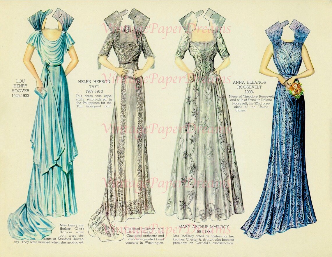 Vintage Paper Doll Printable PDF First Ladies Paper Dolls - Etsy