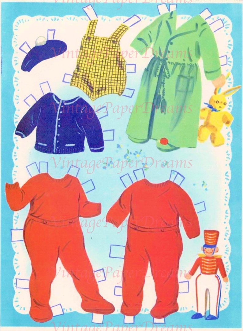 Vintage Paper Doll Printable PDF baby Sister Brother Paper - Etsy