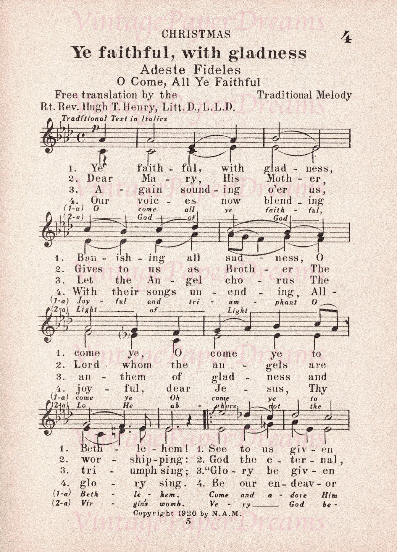 Vintage Printable Christmas Carol Sheet Music PDF Traditional Advent ...