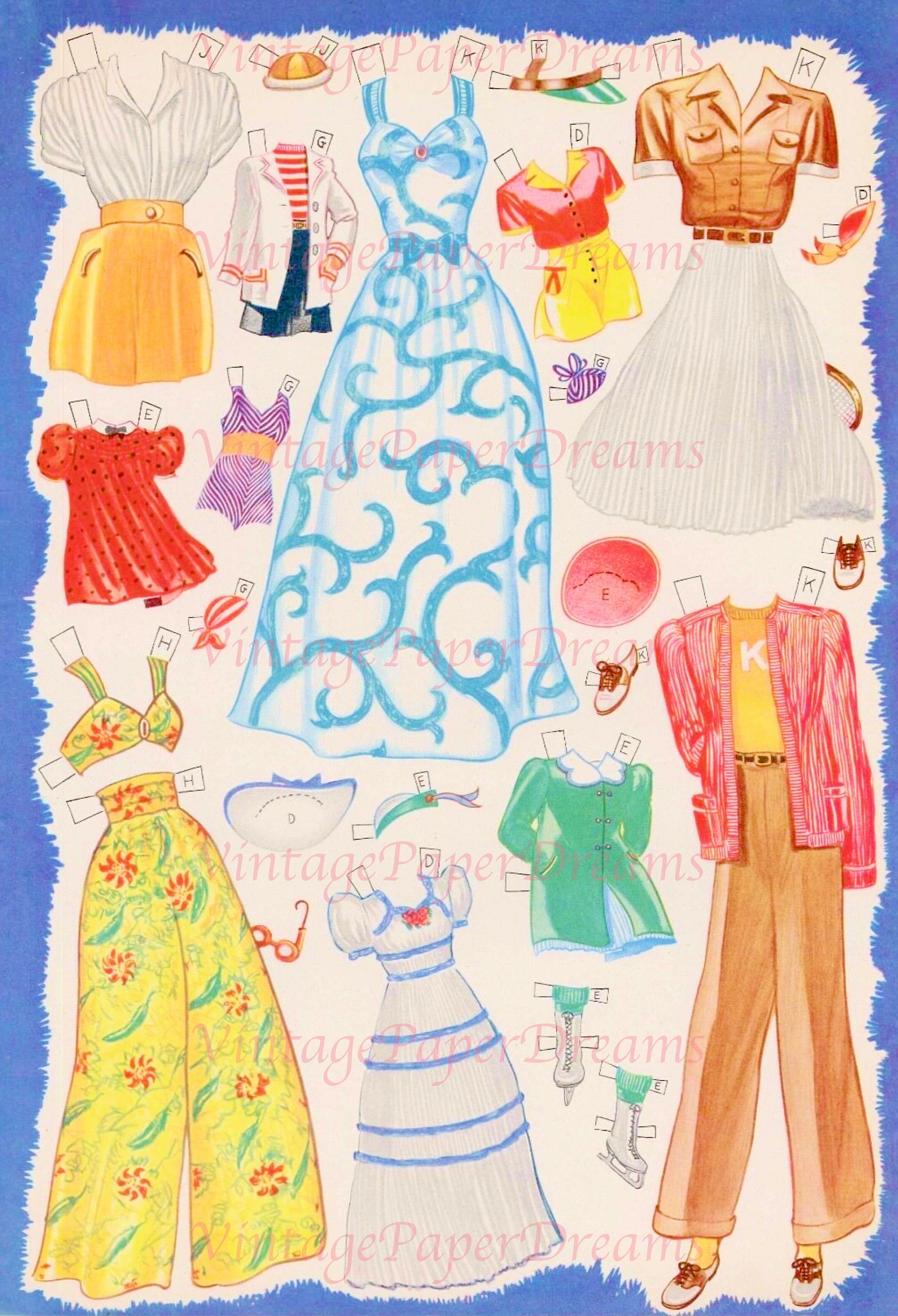Vintage Paper Doll Printable PDF Big Sister Little Sister Paper Dolls ...